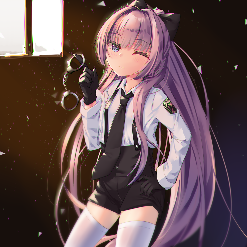 Safebooru - 1girl azur lane backlighting bangs barred window black gloves black neckwear black ...