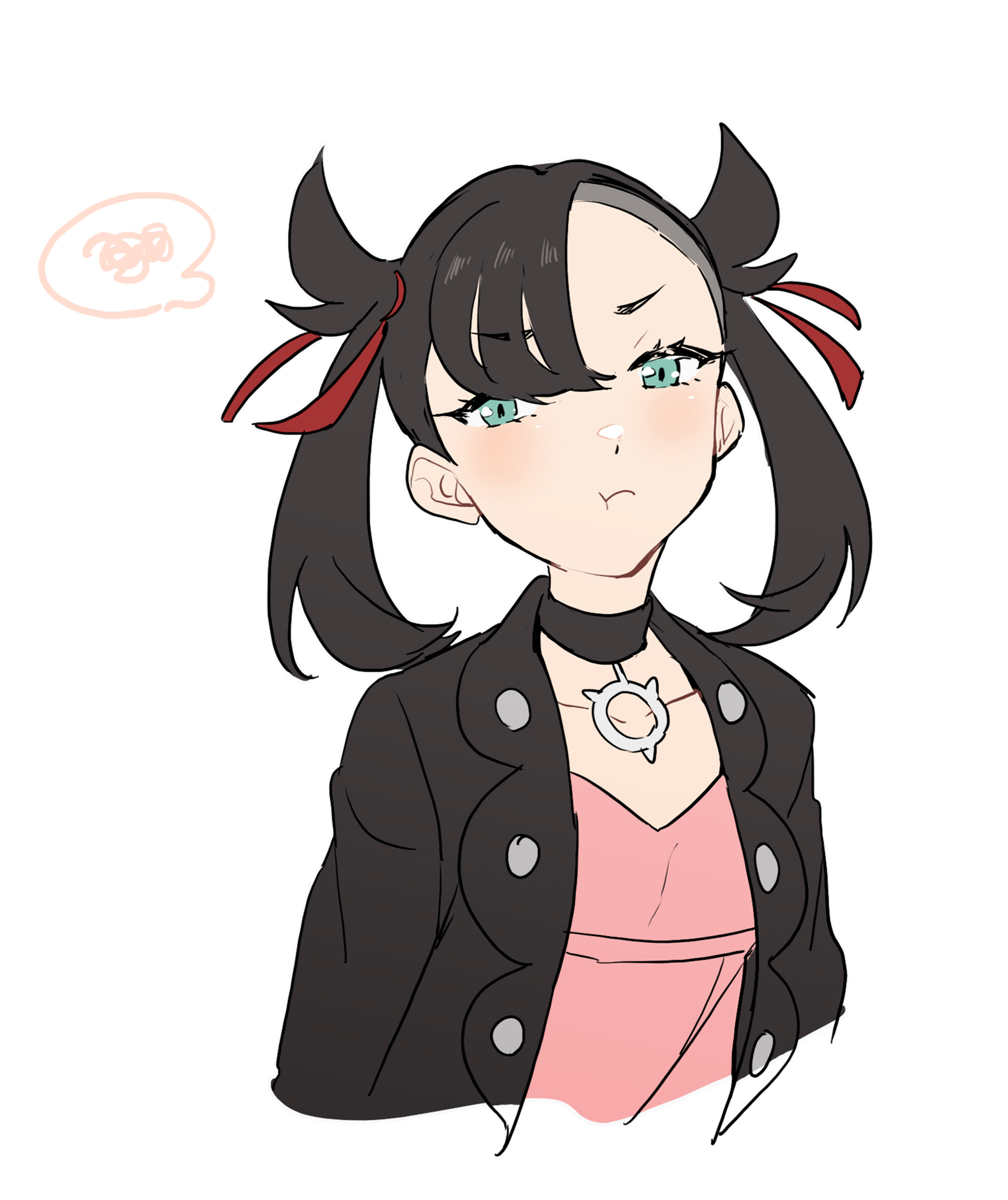 Safebooru - 1girl absurdres aqua eyes asymmetrical bangs asymmetrical hair bangs black choker ...