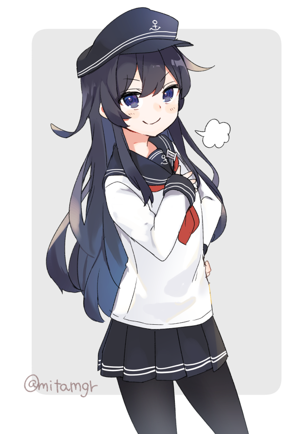 Safebooru - 1girl akatsuki (kantai collection) anchor symbol badge black hair black headwear ...