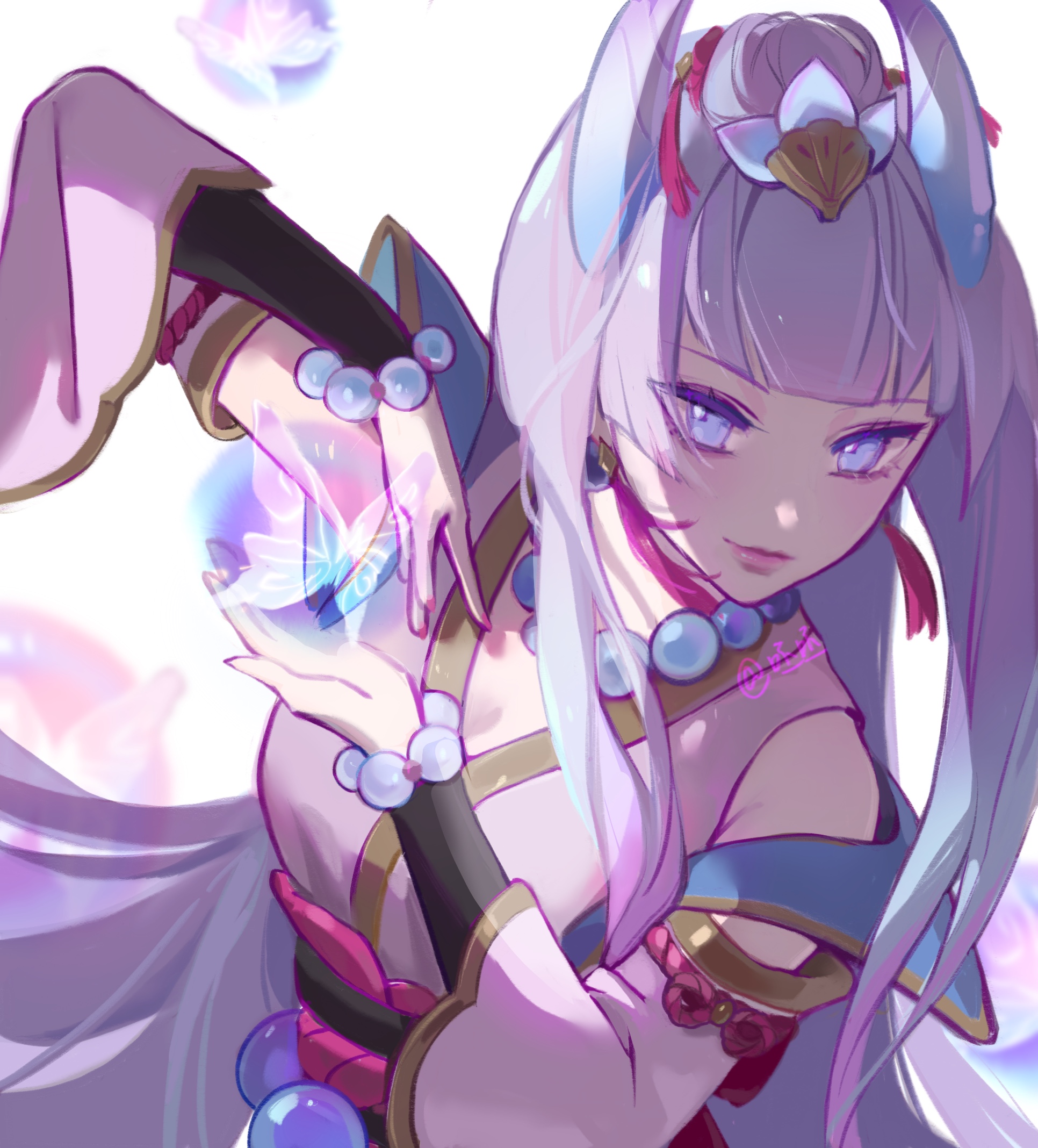 Safebooru - 1girl bai ling shi pei pei bangs bare shoulders bead belt bead bracelet beads ...