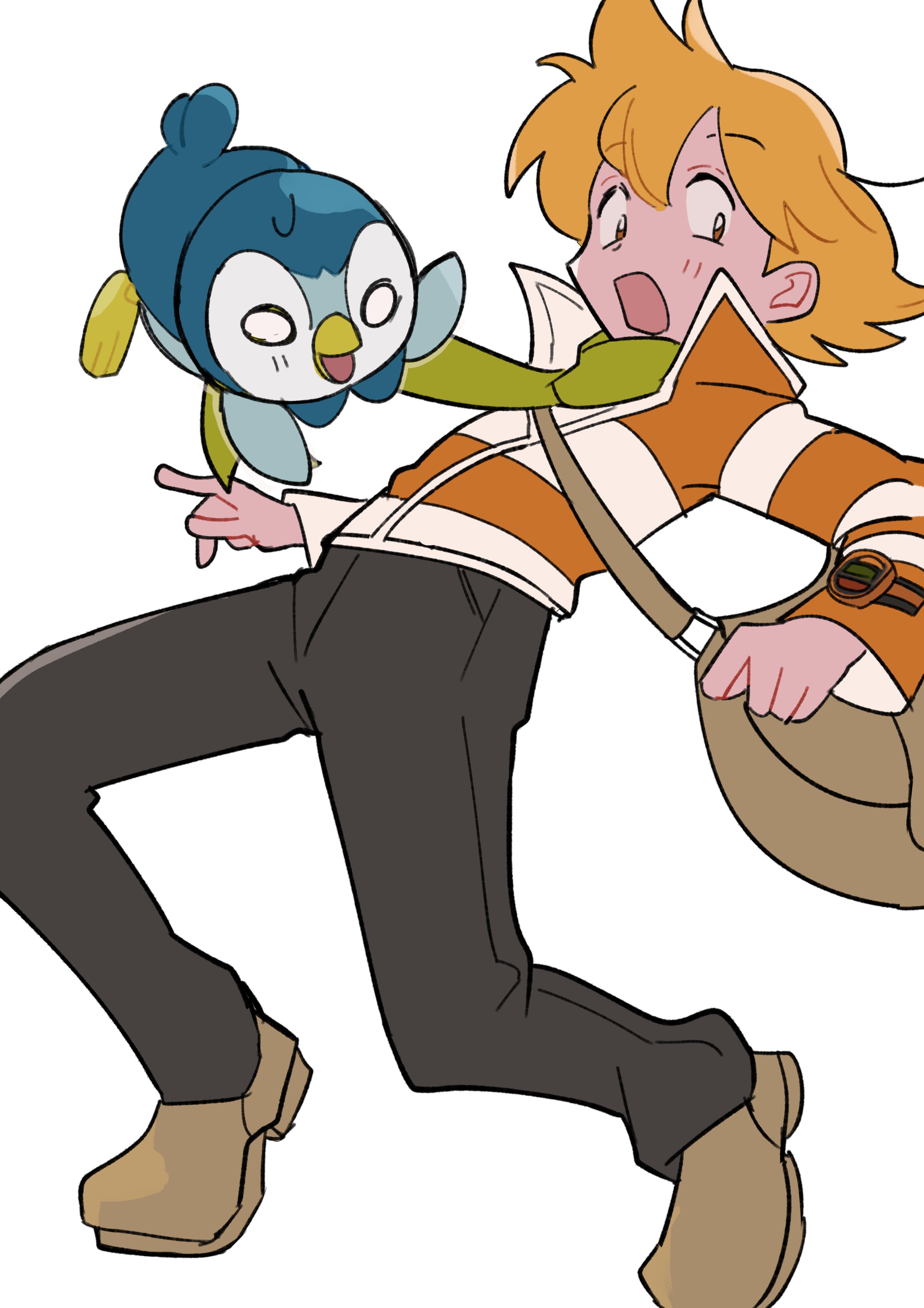 Safebooru - 1boy absurdres bag barry (pokemon) beak bird blank eyes ...