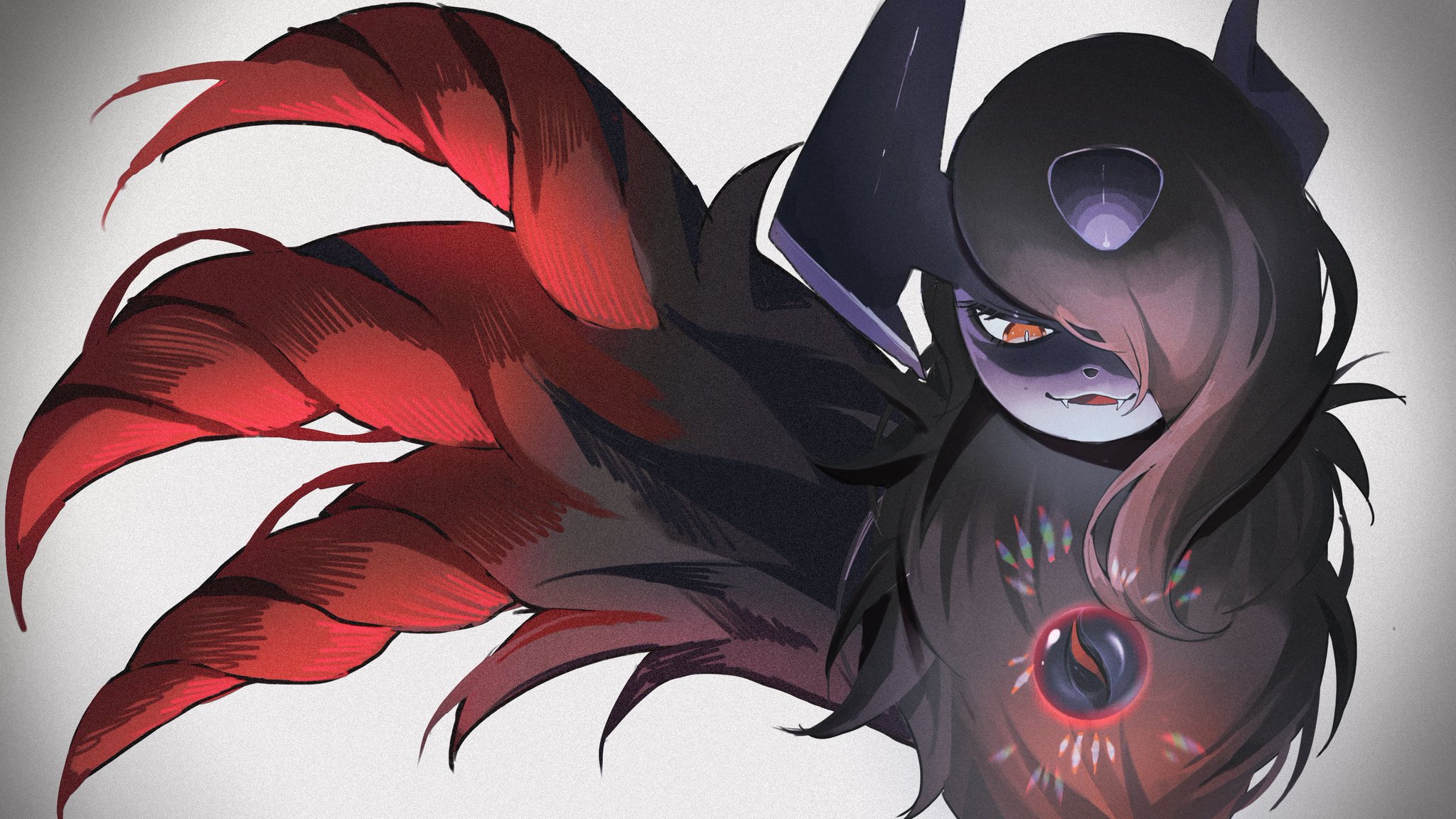 Safebooru - absol bright pupils commentary request fangs grey ...