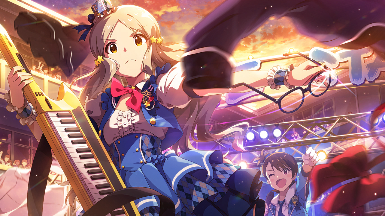 Safebooru - blush brown eyes glasses grey hair handa roko idolmaster million live! theater days ...