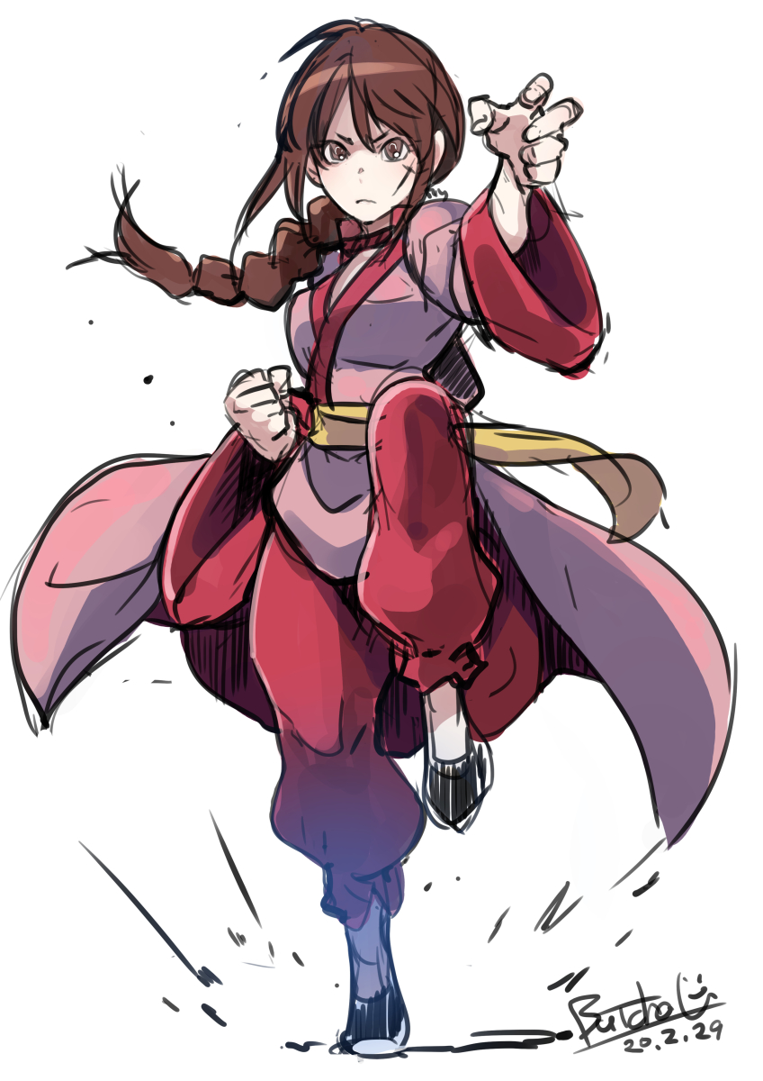 Safebooru - 1girl braid breasts brown eyes brown hair butcha-u clenched ...