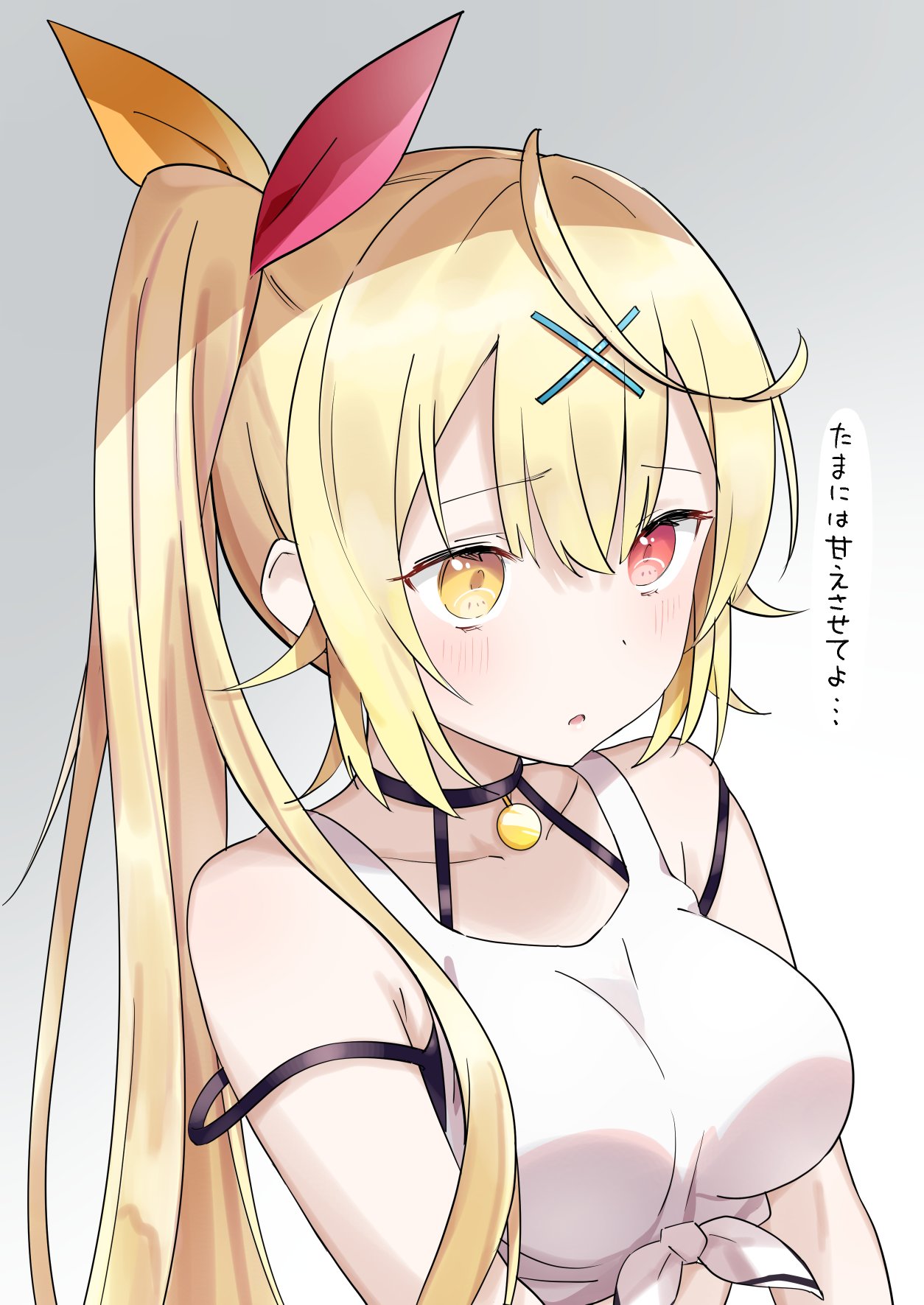 Safebooru - 1girl blonde hair breasts h (2de1flf8) hair ornament hairclip heterochromia highres ...