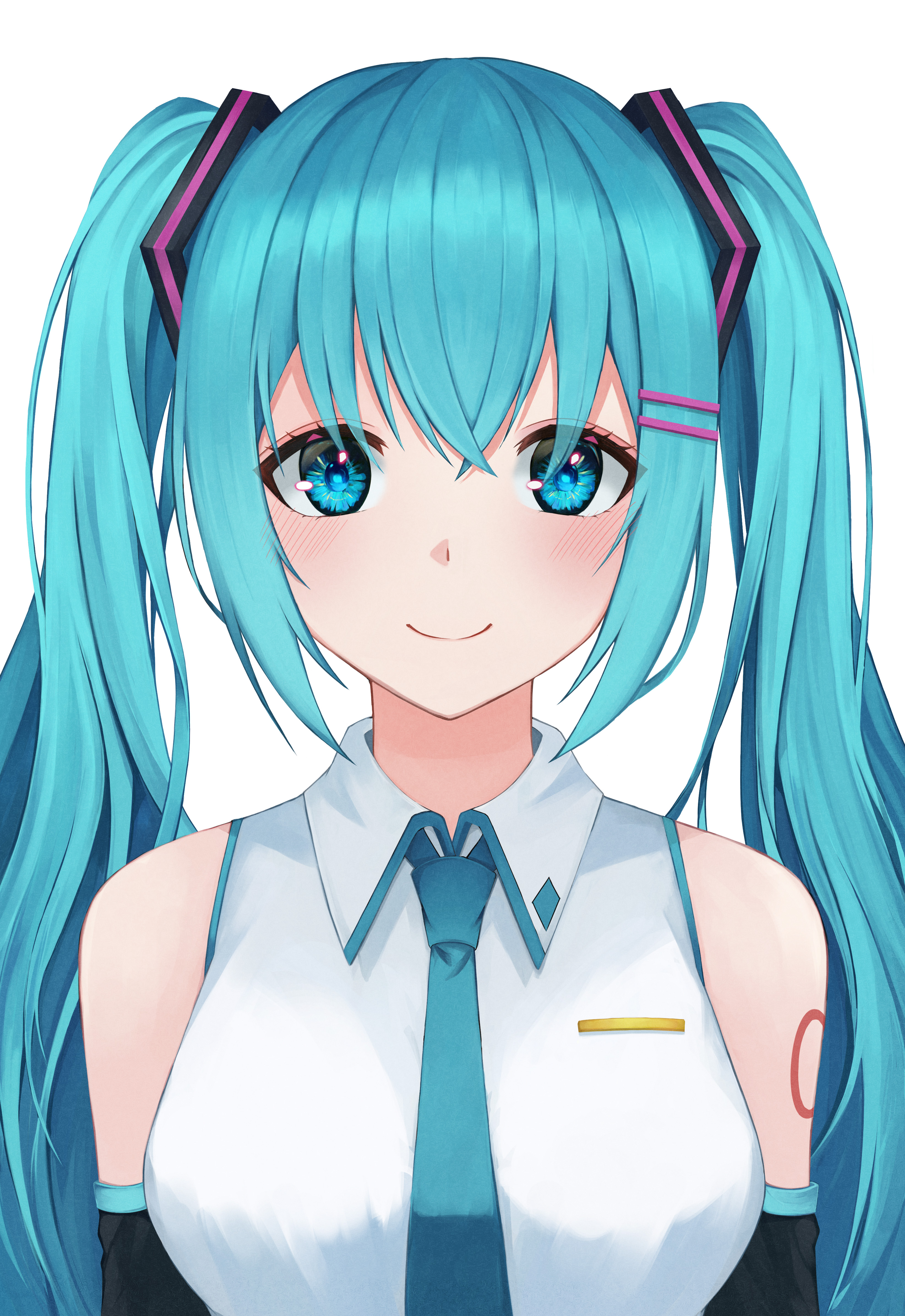 Safebooru - 1girl absurdres bangs black sleeves blue eyes blue hair ...