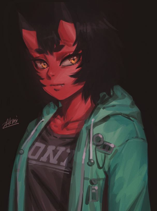 Safebooru - 1girl black background black shirt brown hair closed mouth ...