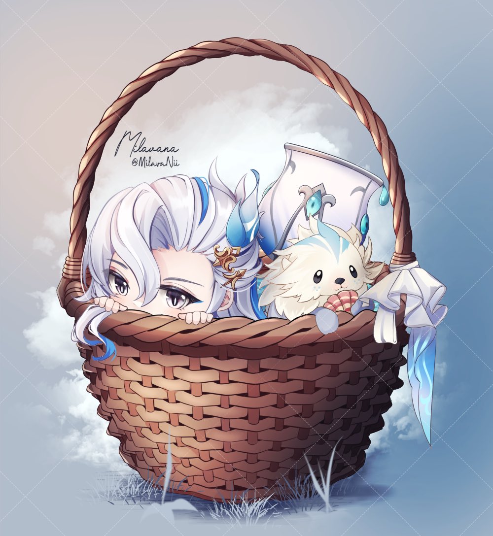 Safebooru - 1boy blue streaks chalice commentary cup genshin impact ...