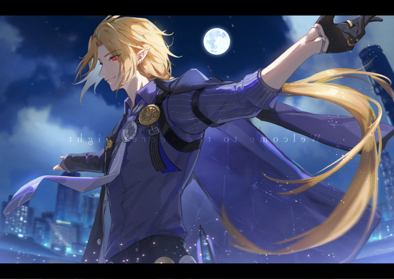 Safebooru - 1boy arm out of sleeve bicep strap black gloves blonde hair ...