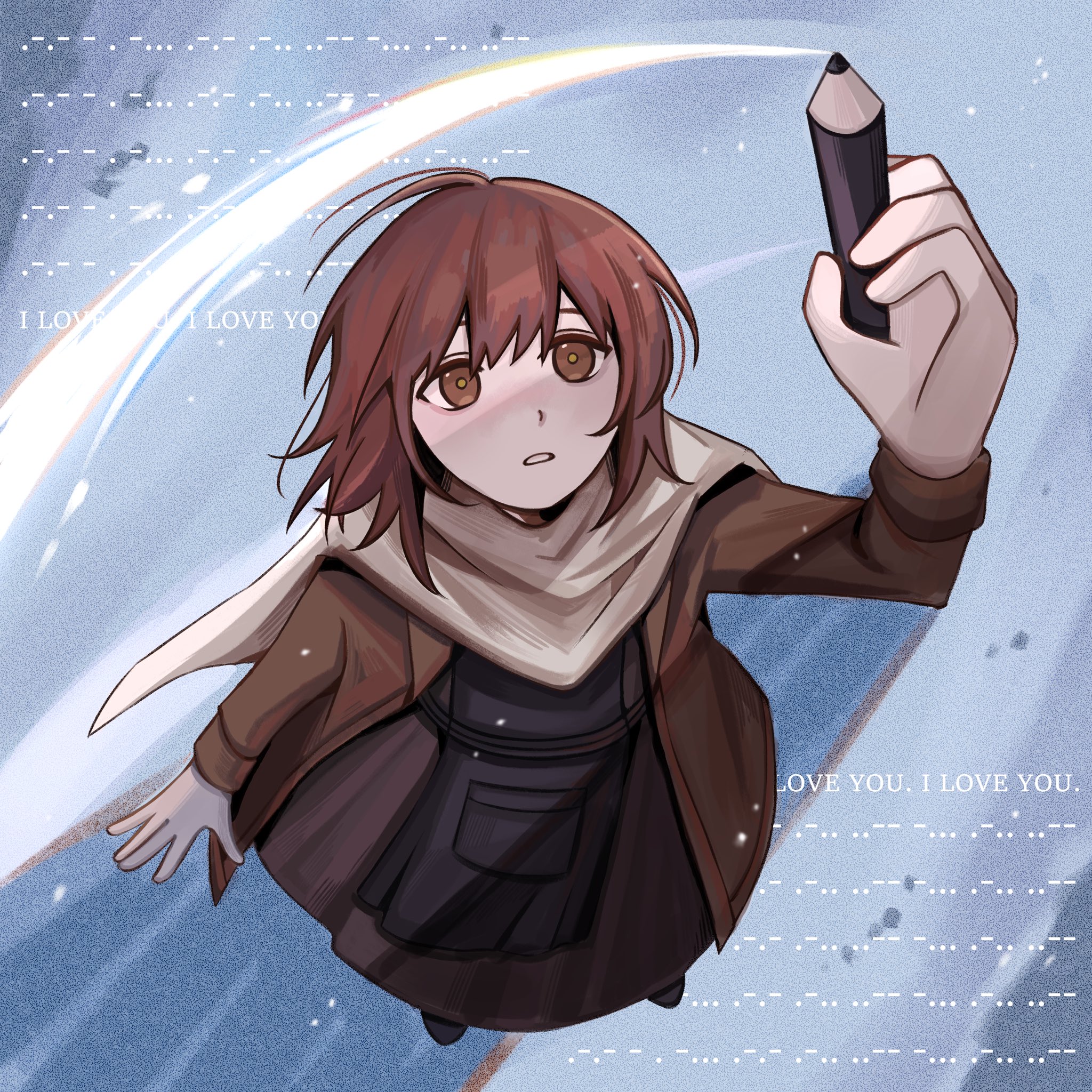 Safebooru - 1girl apron asya shubina black apron brown coat brown dress ...