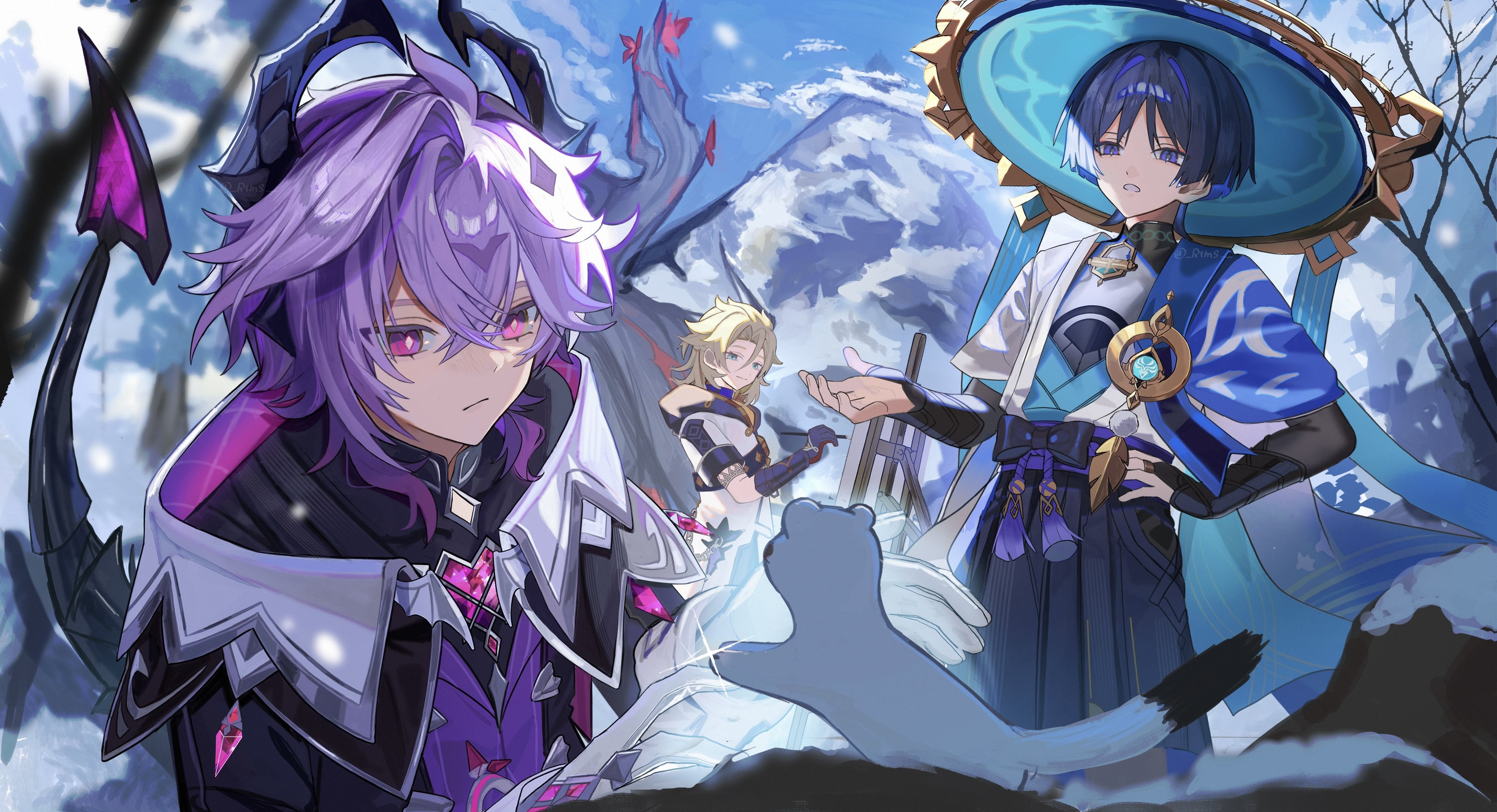 Safebooru - 3boys absurdres albedo (genshin impact) anemo symbol ...