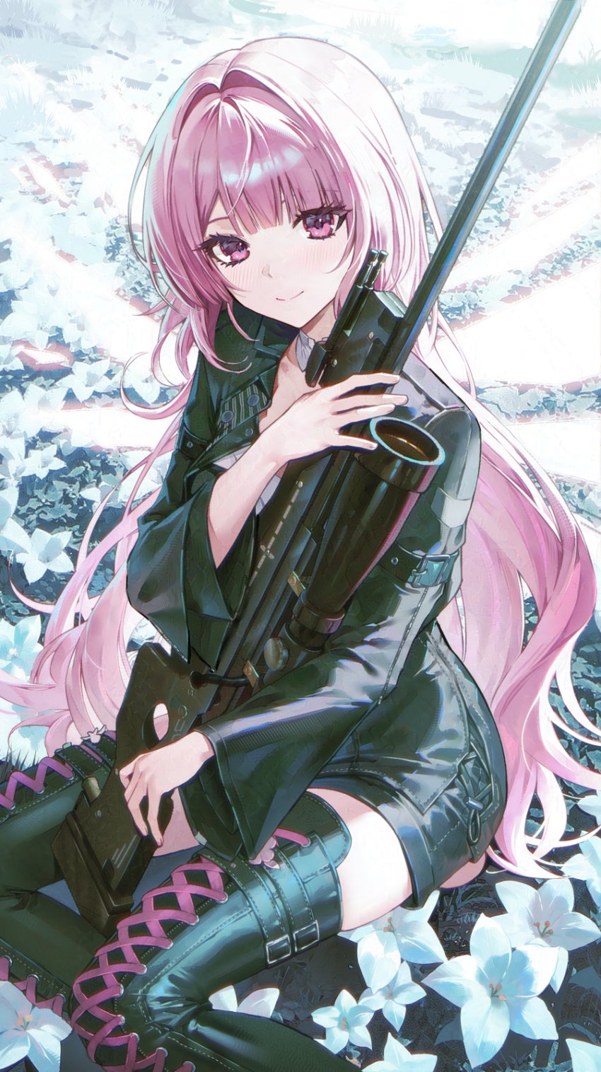 Safebooru - 1girl ai arctic warfare arknights black jacket bolt action ...