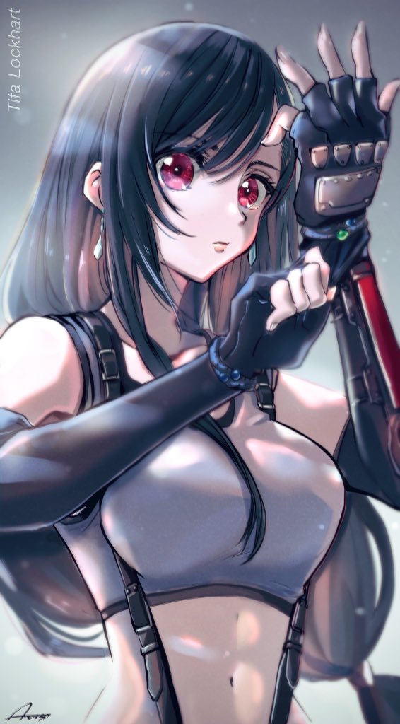 Safebooru - 1girl adjusting clothes adjusting gloves bangs black gloves black hair black sleeves ...