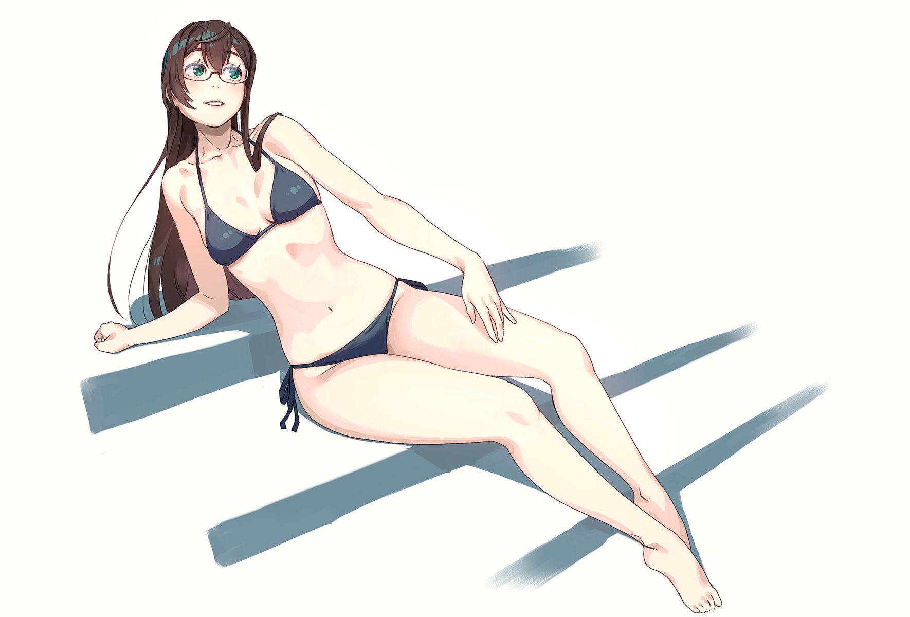 Safebooru - 1girl alternate costume bare arms bare legs bare shoulders barefoot bikini black ...