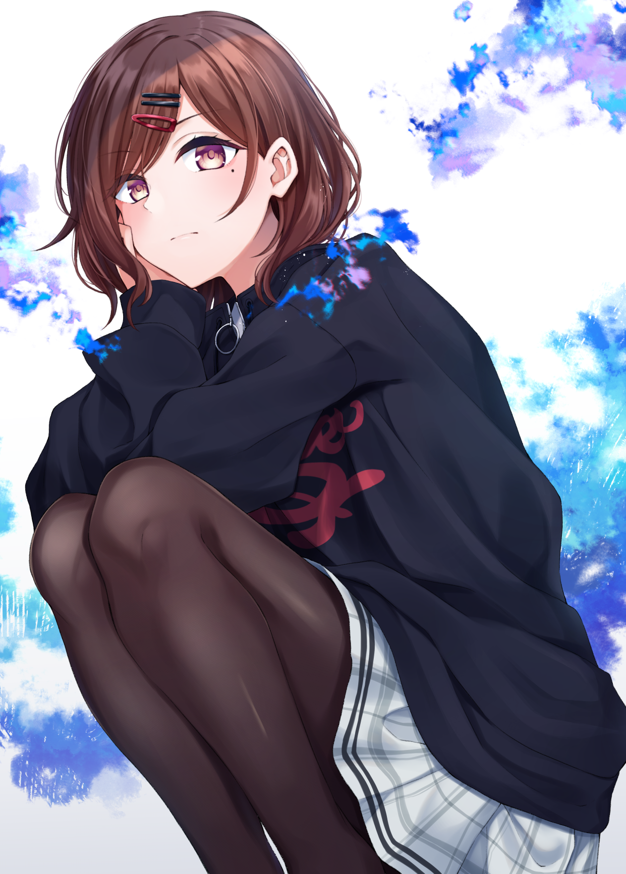 Safebooru - 1girl bangs black legwear black rabbit black sweater blush brown hair closed mouth ...