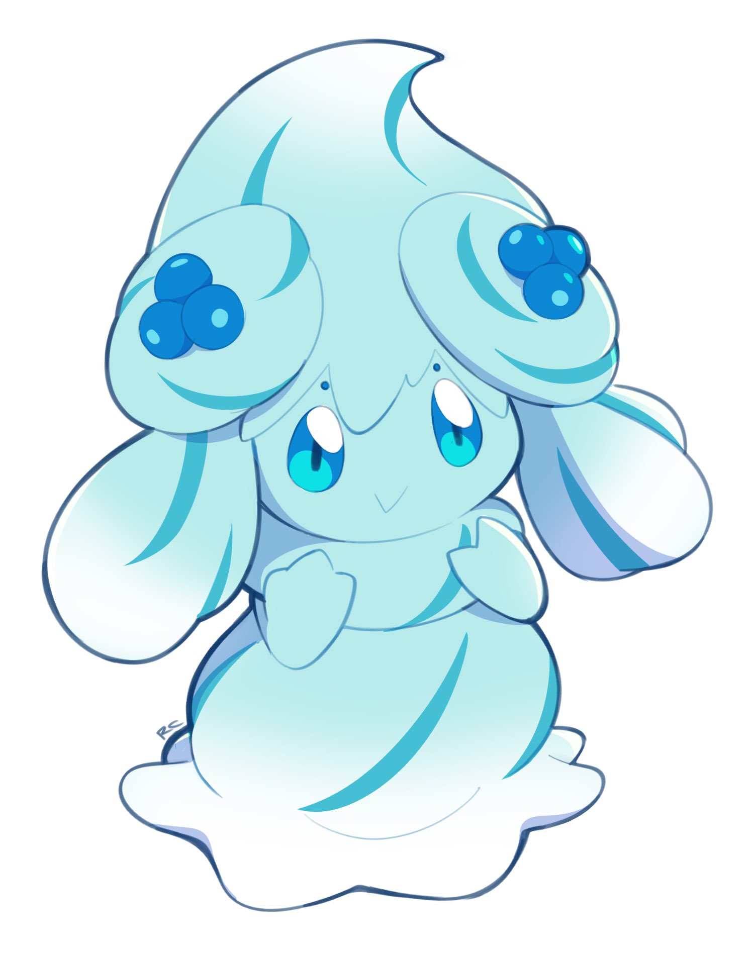 Safebooru - :> alcremie artsy-rc blue theme commentary english ...