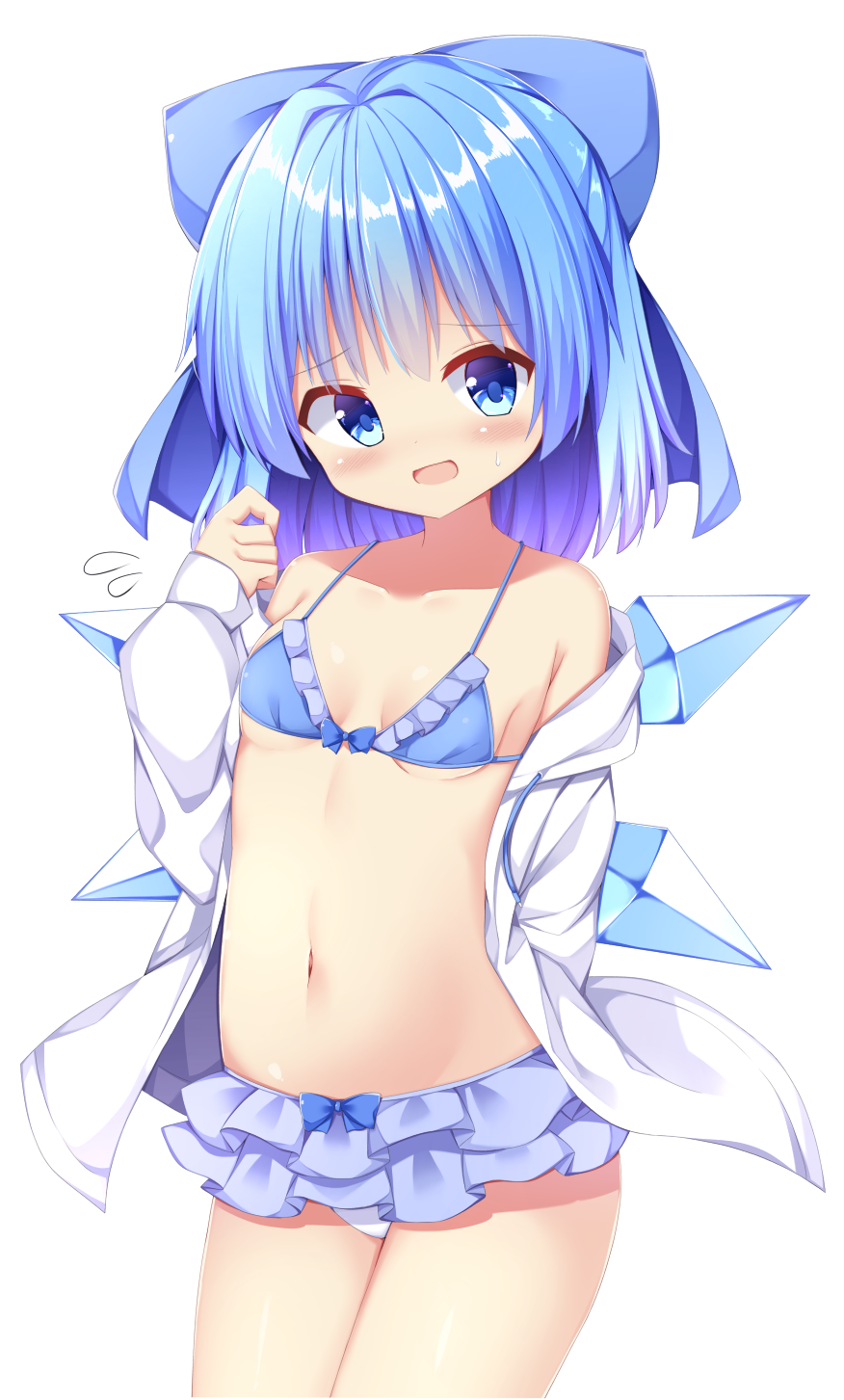Safebooru - 1girl alternate costume arm behind back arm up bangs bikini blue bikini blue eyes ...