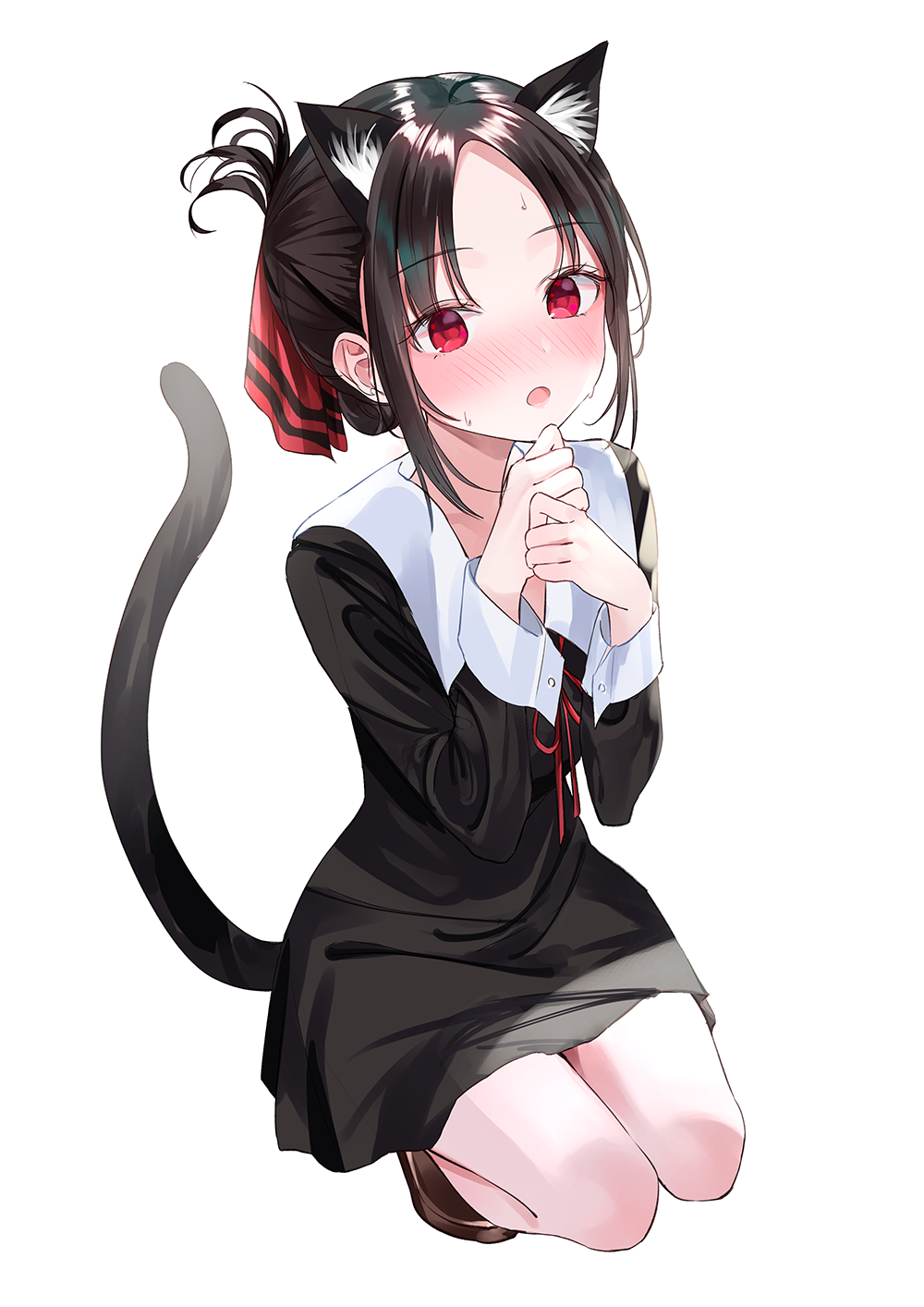 Safebooru - 1girl animal ear fluff animal ears bangs bare legs black dress blush breasts brown ...