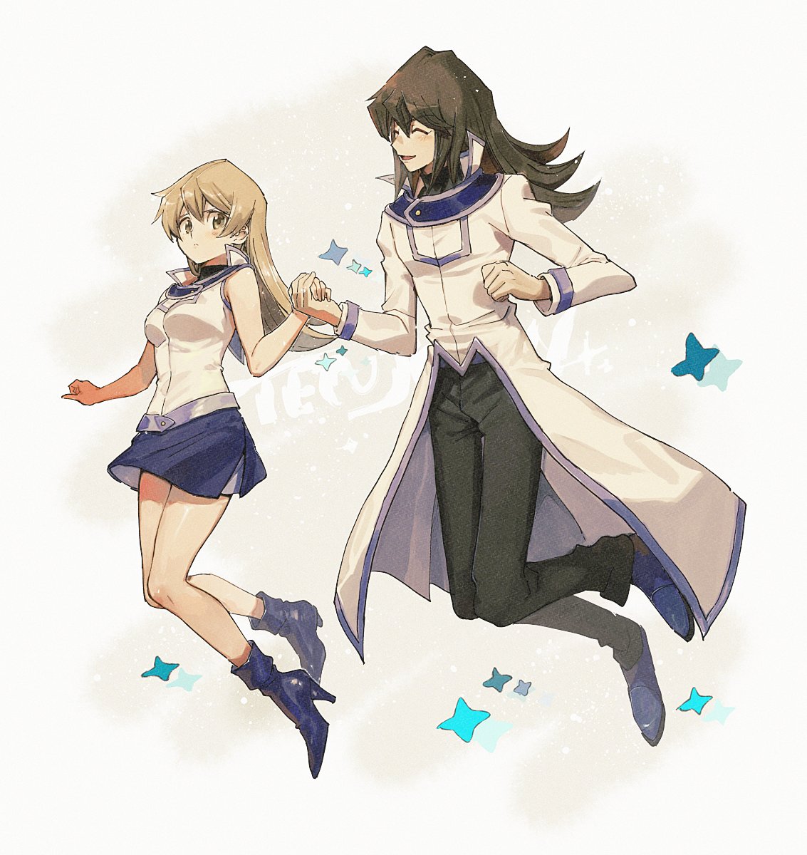 Safebooru - 1boy 1girl aoki (fumomo) blonde hair breasts closed mouth ...