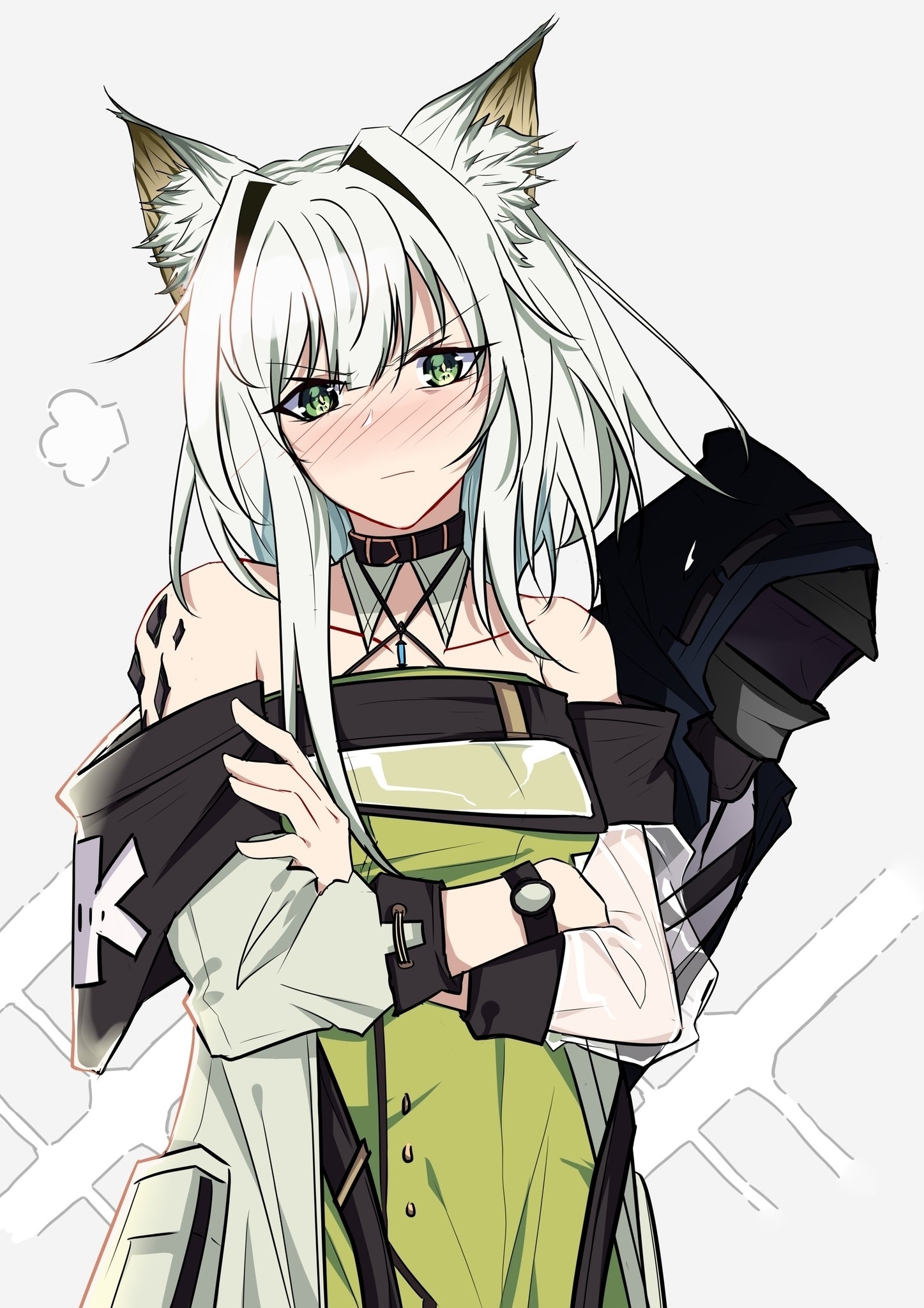 Safebooru - 1boy 1girl animal ear fluff animal ears arknights bangs bare shoulders blush can't ...