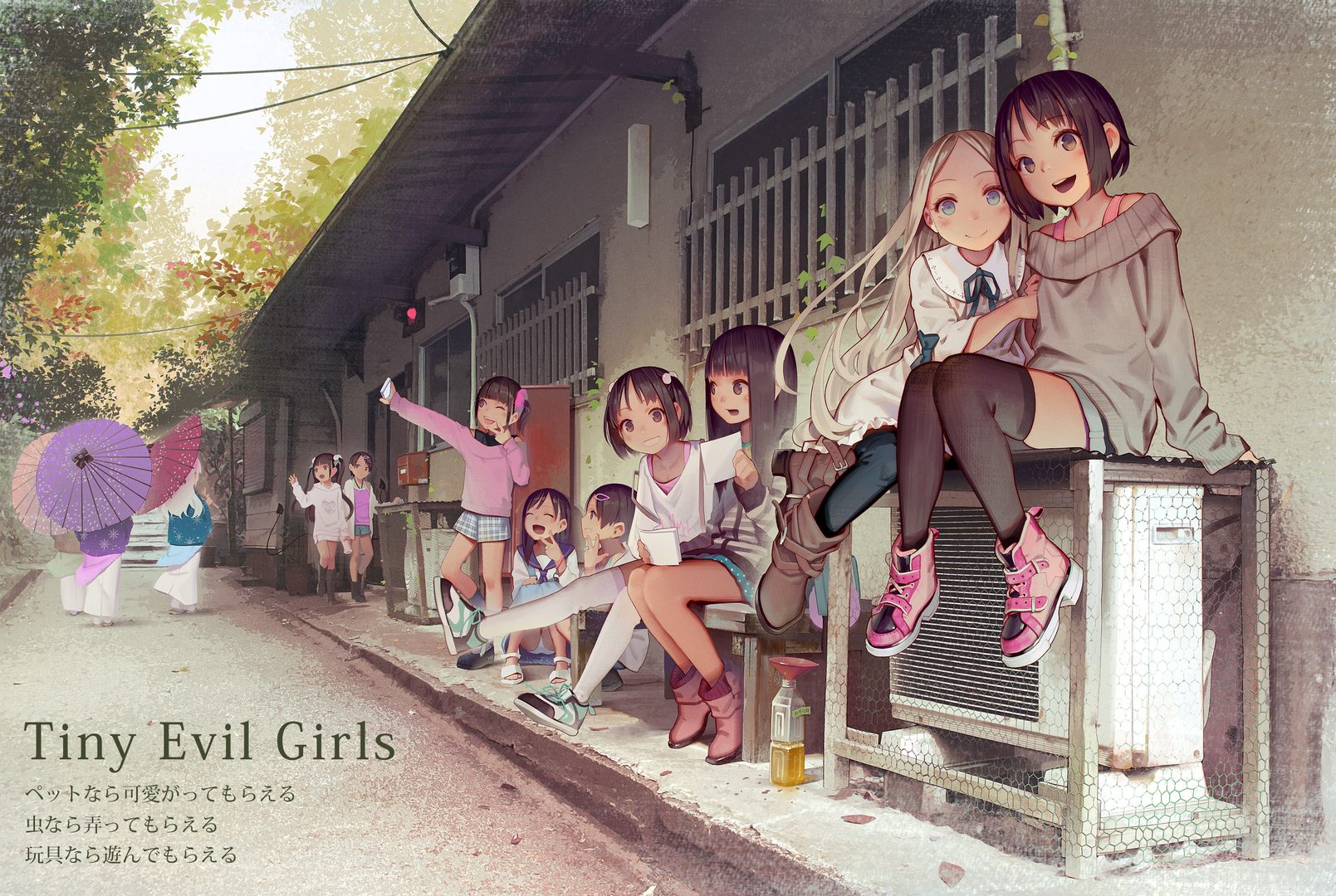 Safebooru - 6+girls :d ^ ^ black legwear blonde hair blue eyes blue neckwear blue ribbon blue ...
