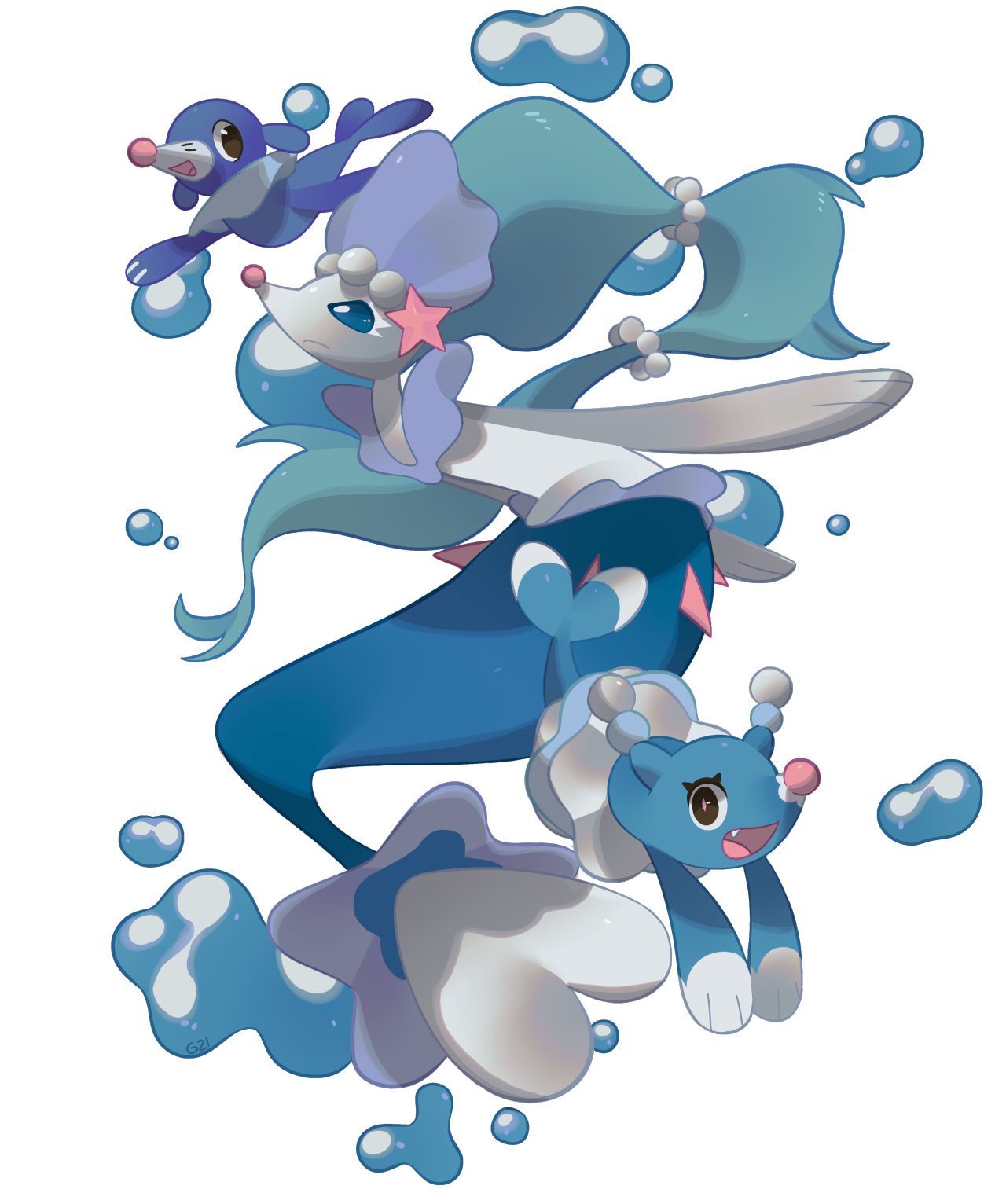 Safebooru - :d black eyes blue eyes brionne bubble commentary creature ...