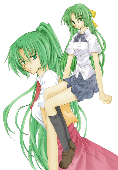 Safebooru - green hair higurashi no naku koro ni kneehighs long hair ...