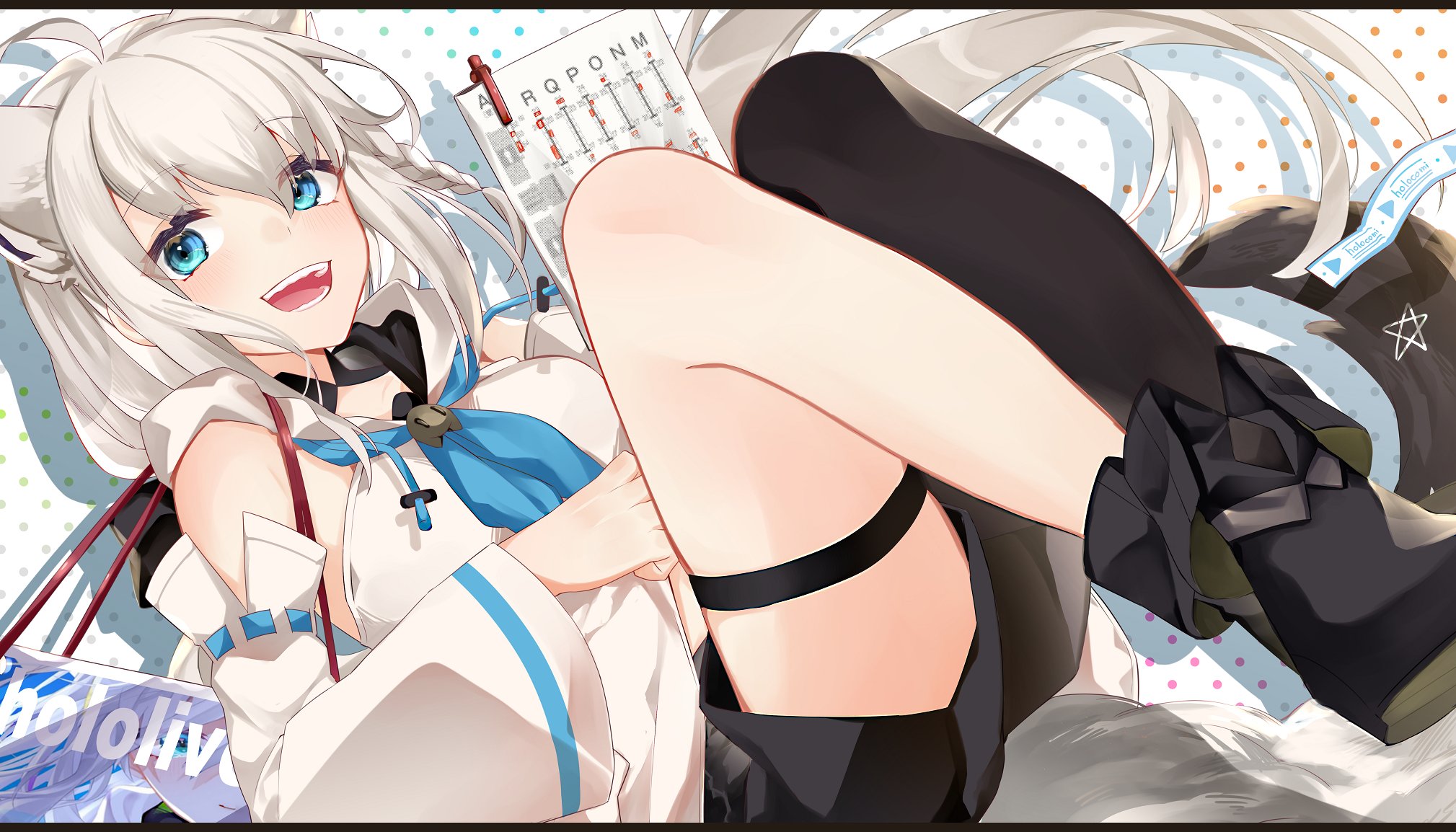 Safebooru - 1girl ahoge animal ear fluff animal ears bangs blue eyes blush braid copyright ...