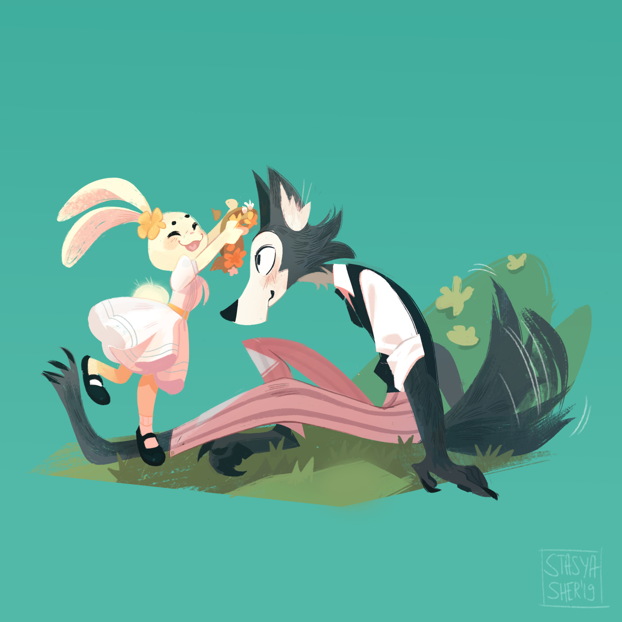 Safebooru - 1boy 1girl ^ ^ beastars black footwear blue background ...