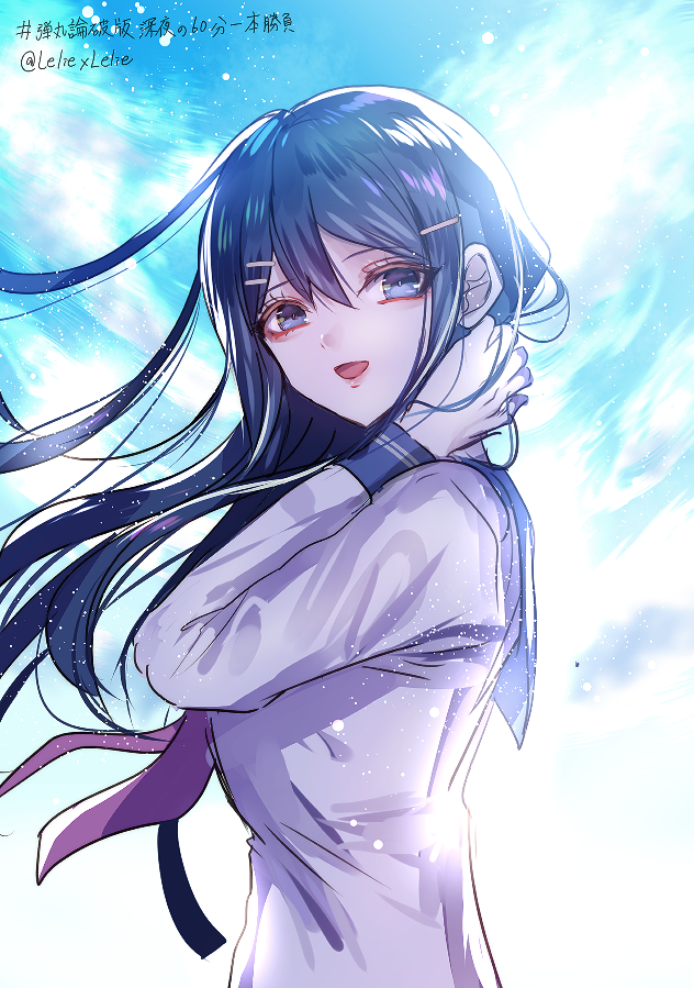 Safebooru - 1girl artist name bangs blue eyes blue hair dangan ronpa dangan ronpa 1 from side ...