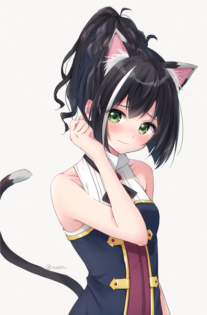 Safebooru - 1girl animal ear fluff animal ears anz32 bangs bare arms bare shoulders black hair ...