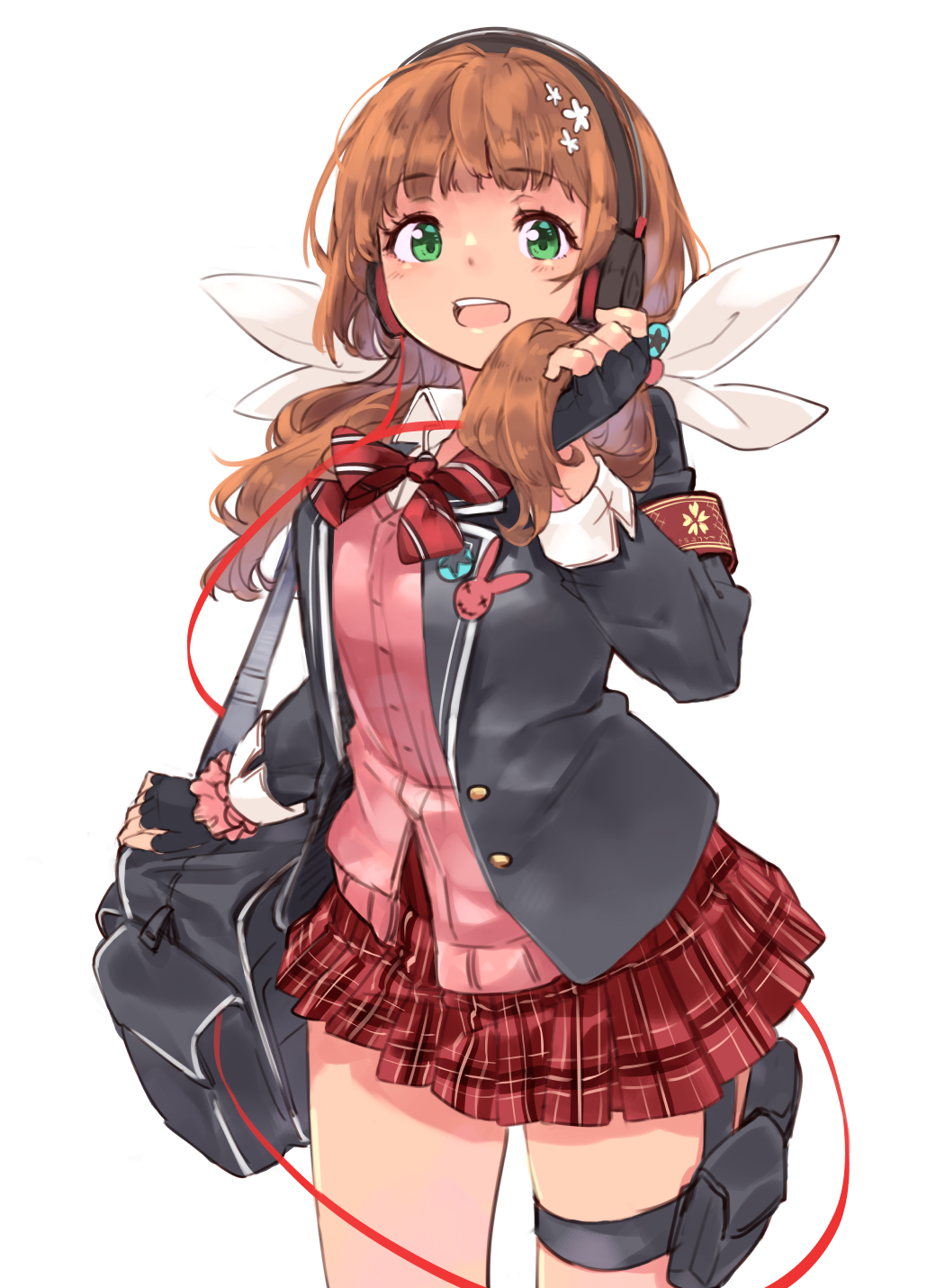 Safebooru - 1girl armband bag bow brown hair cowboy shot fingerless gloves girls frontline ...