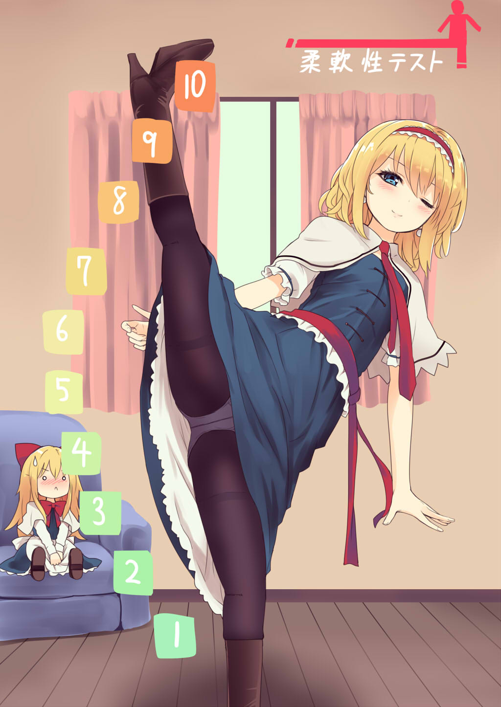 Safebooru - 2girls ;) alice margatroid bangs black legwear blonde hair blue dress blue eyes ...