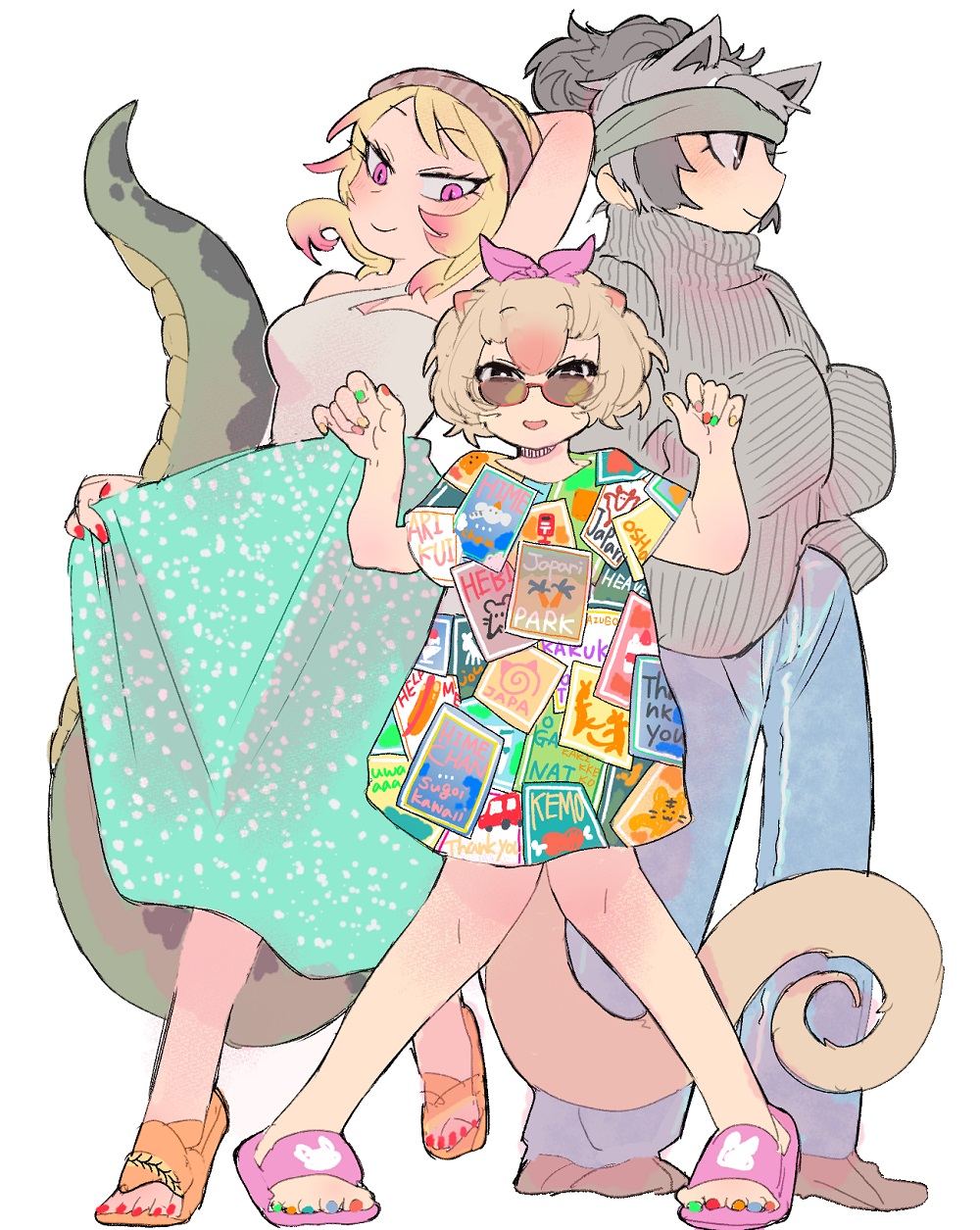 Safebooru - 3girls african rock python (kemono friends) alternate ...