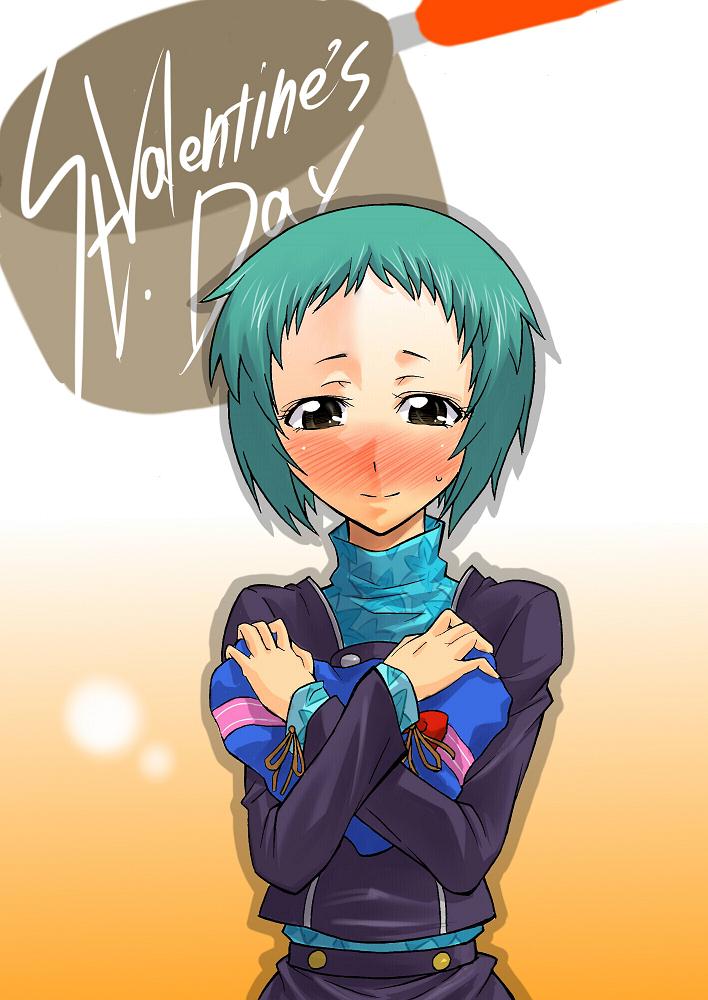 Safebooru - blue hair blush gift holding holding gift persona persona 3 ...