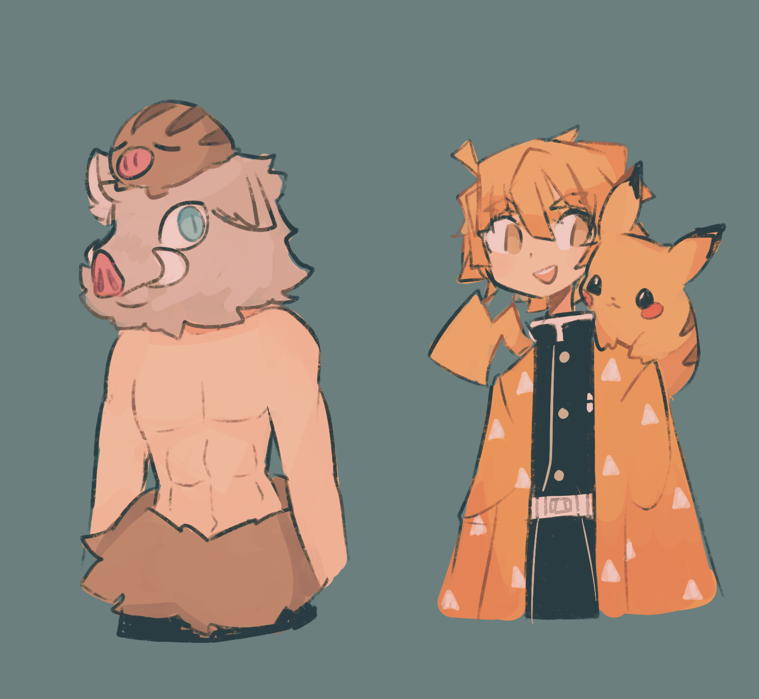 Safebooru - 2boys :d agatsuma zenitsu blonde hair blue eyes brown eyes ...