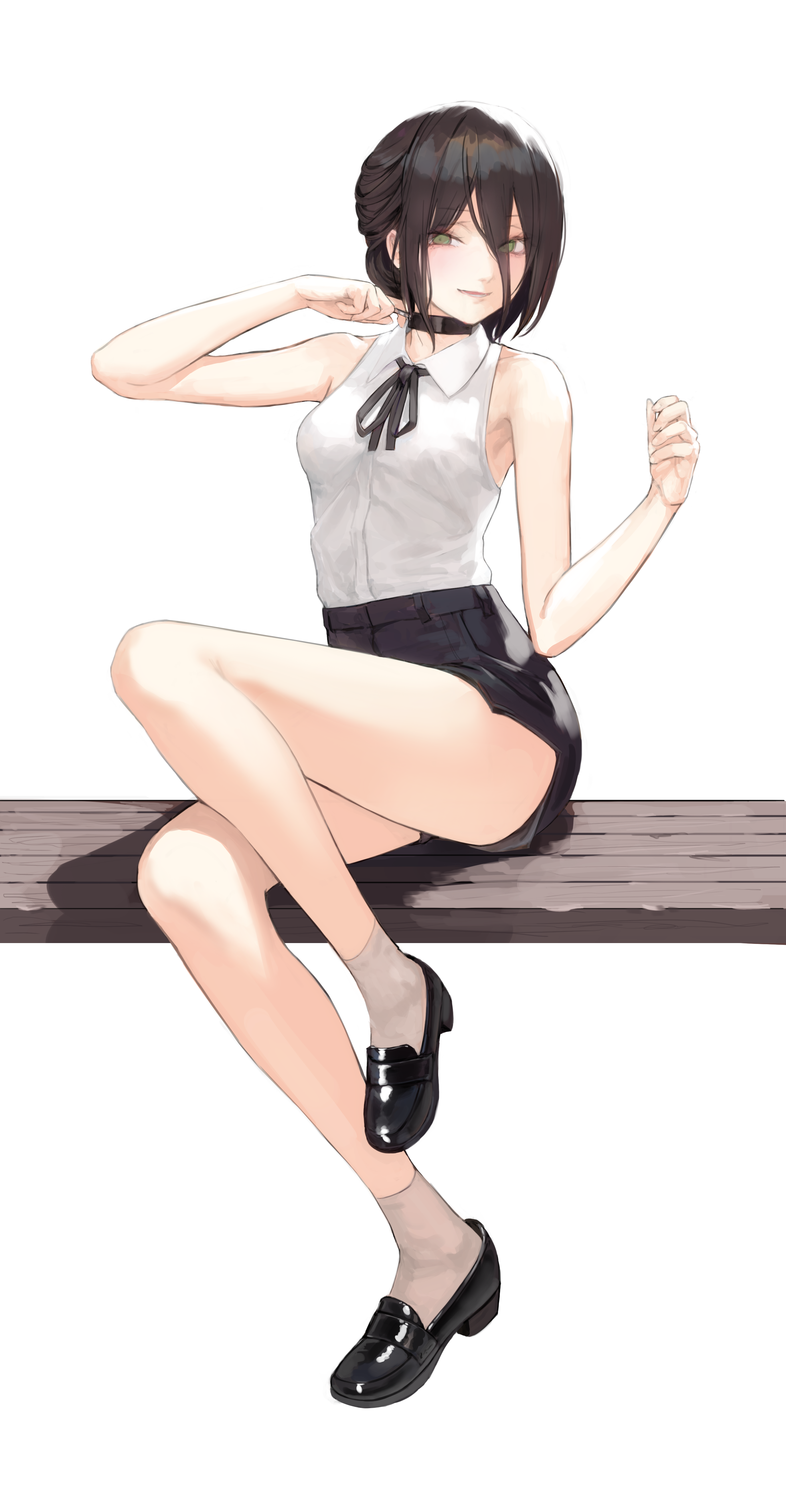 Safebooru - 1girl absurdres arm up armpits bare arms bare legs bare shoulders black choker black ...