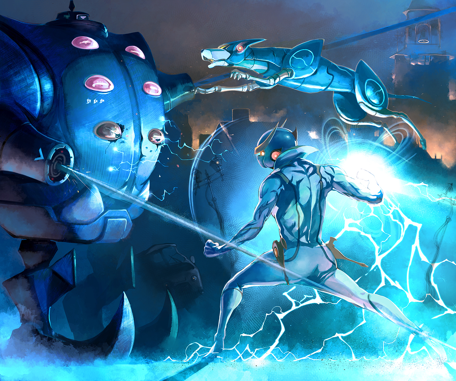 Safebooru - android battle bodysuit casshan robot hunter casshern fire ...