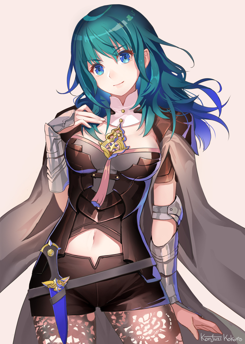 Safebooru - 1girl armor artist name black shorts blue eyes blue hair byleth (fire emblem) byleth ...