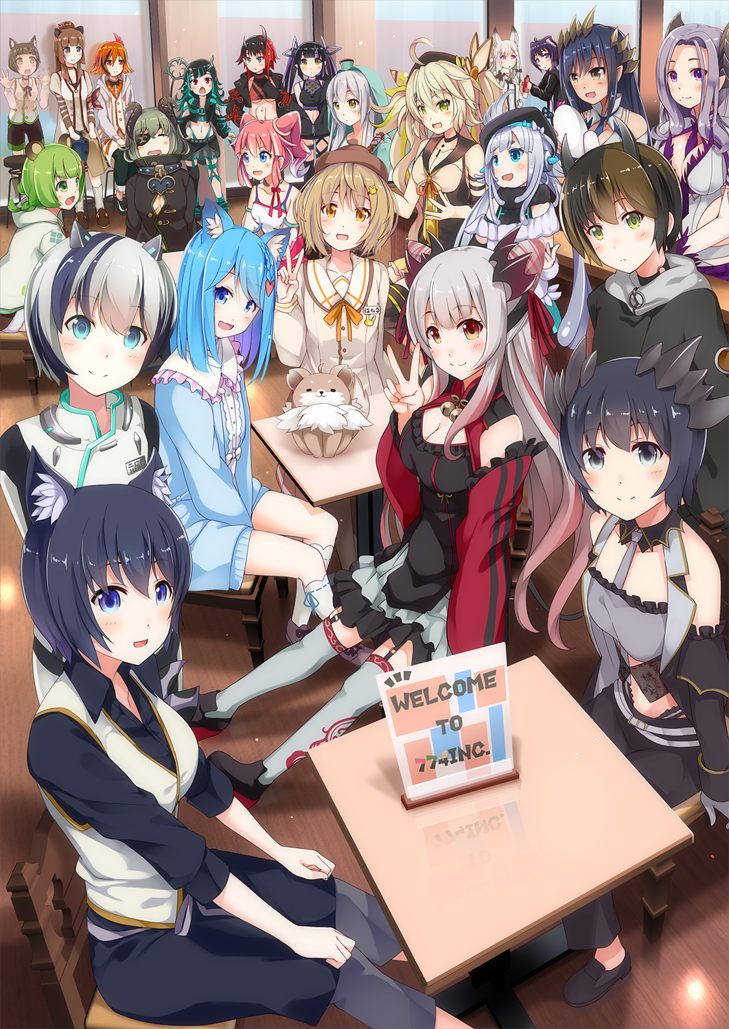 Safebooru - 6+girls 774 inc. ahoge ando yuge animal ear fluff animal ears animare aqua hair bear ...
