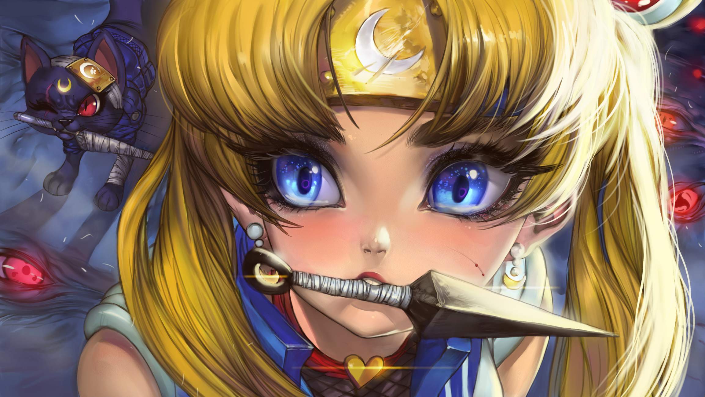 Safebooru - 1girl animal bandages bangs bishoujo senshi sailor moon blonde hair blood blue eyes ...