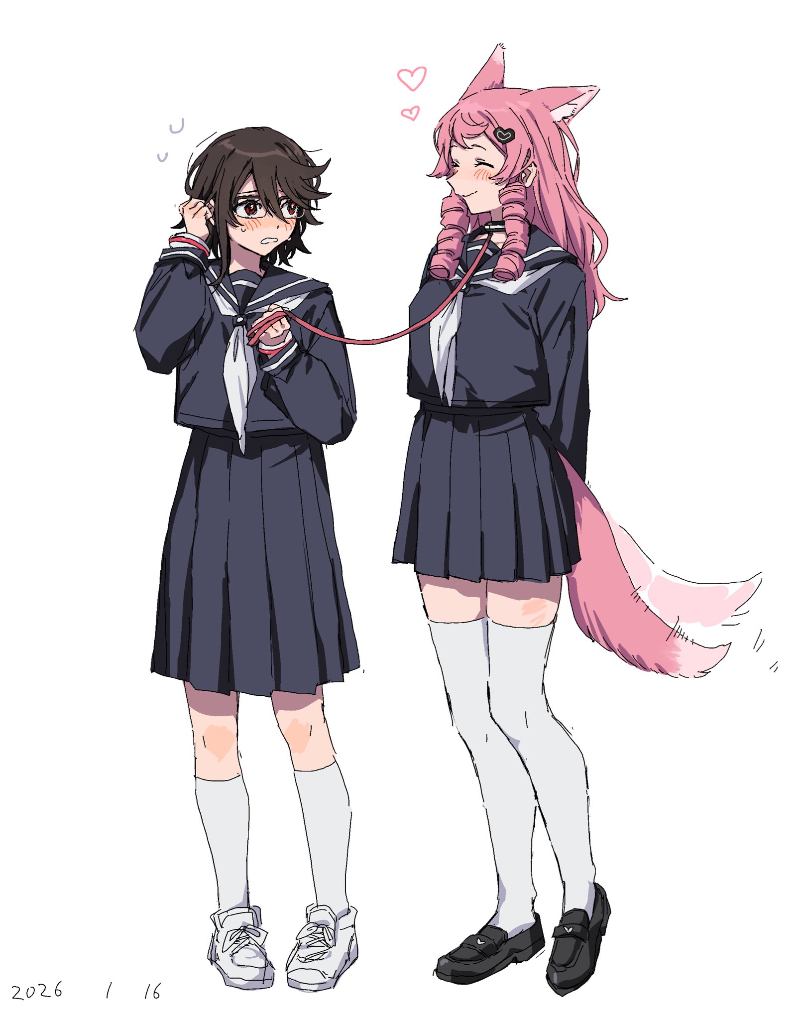 Safebooru - 2girls animal ears black hair blush breasts dog ears dog ...