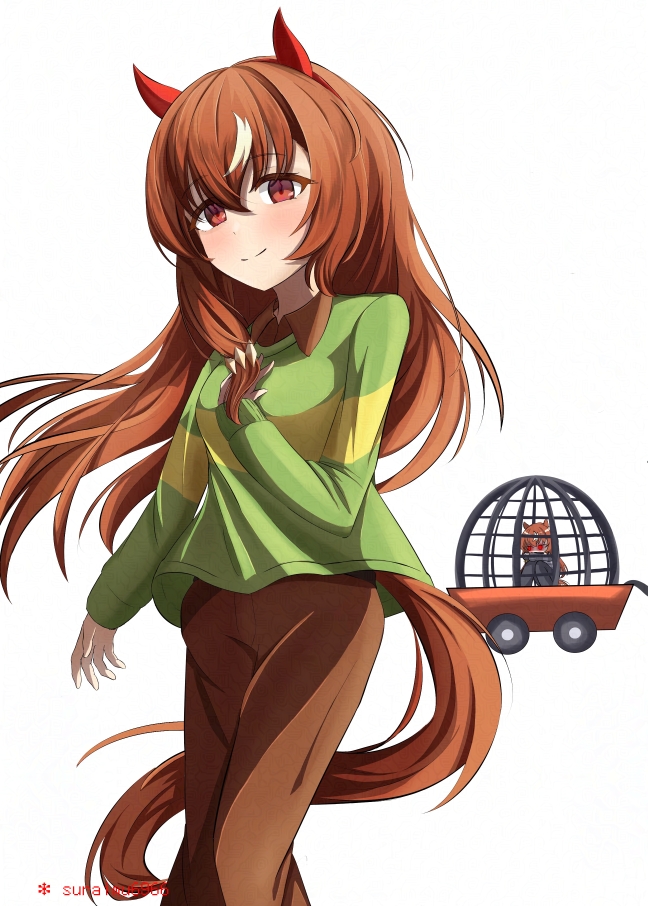 Safebooru - 1girl animal ears blush brown hair cage casual chibi closed ...