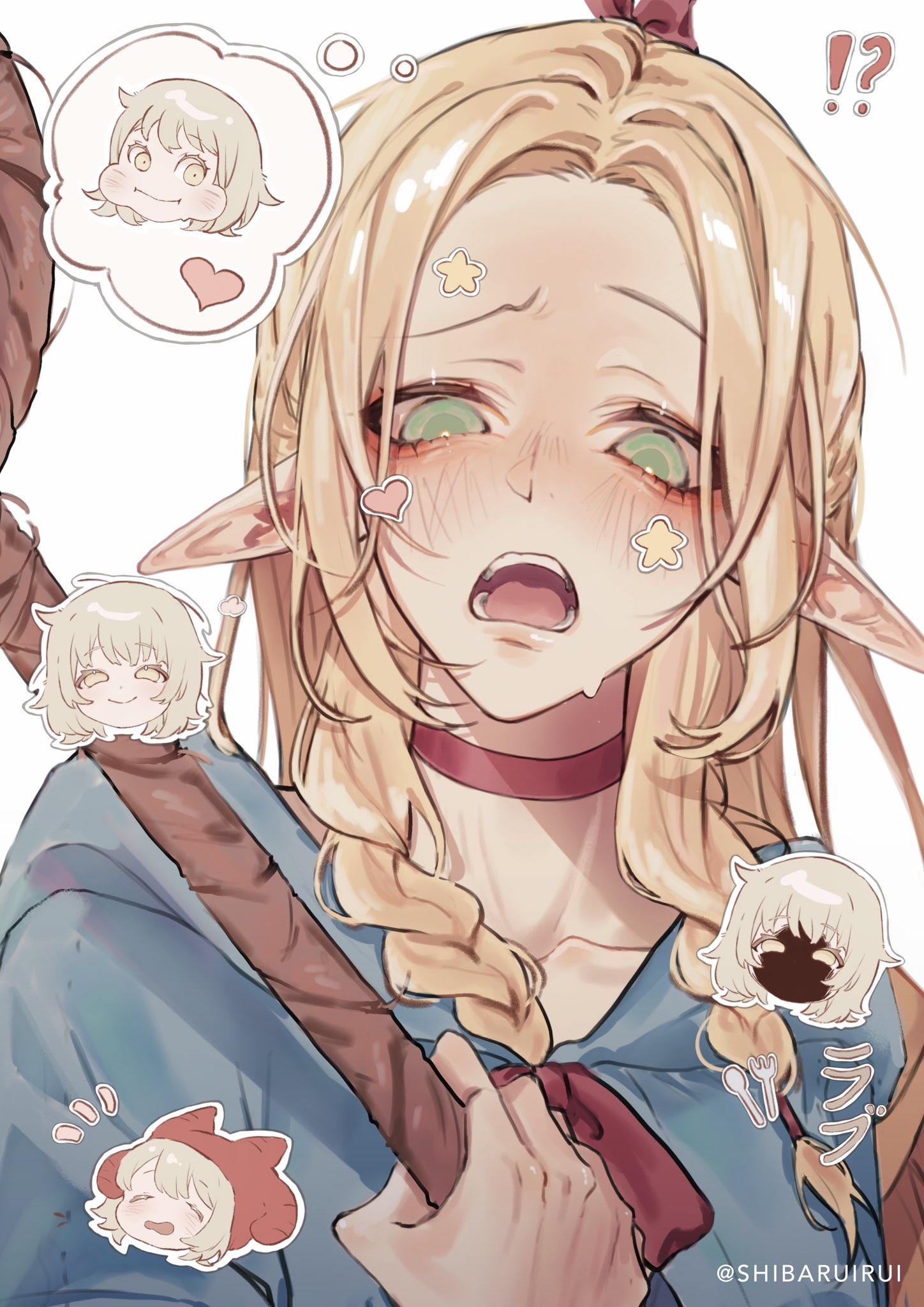 Safebooru - !? 2girls blonde hair blue robe blush braid chibi dungeon ...