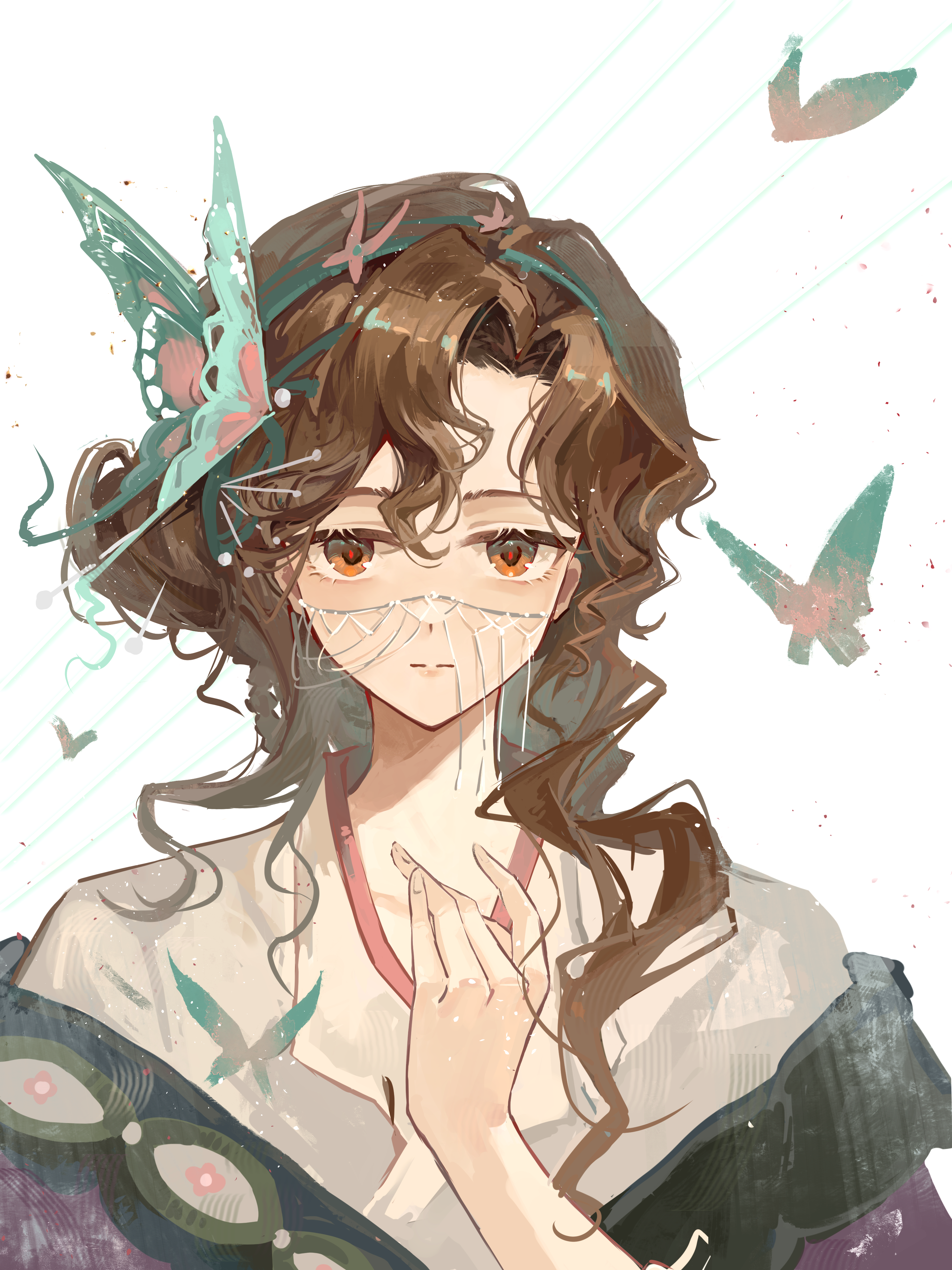 Safebooru - 1girl absurdres brown eyes brown hair bug chinese clothes ...