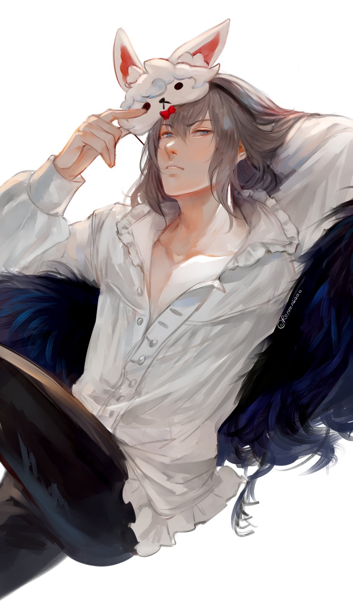 Safebooru - 1boy black pants blue eyes character mask fate/grand order ...