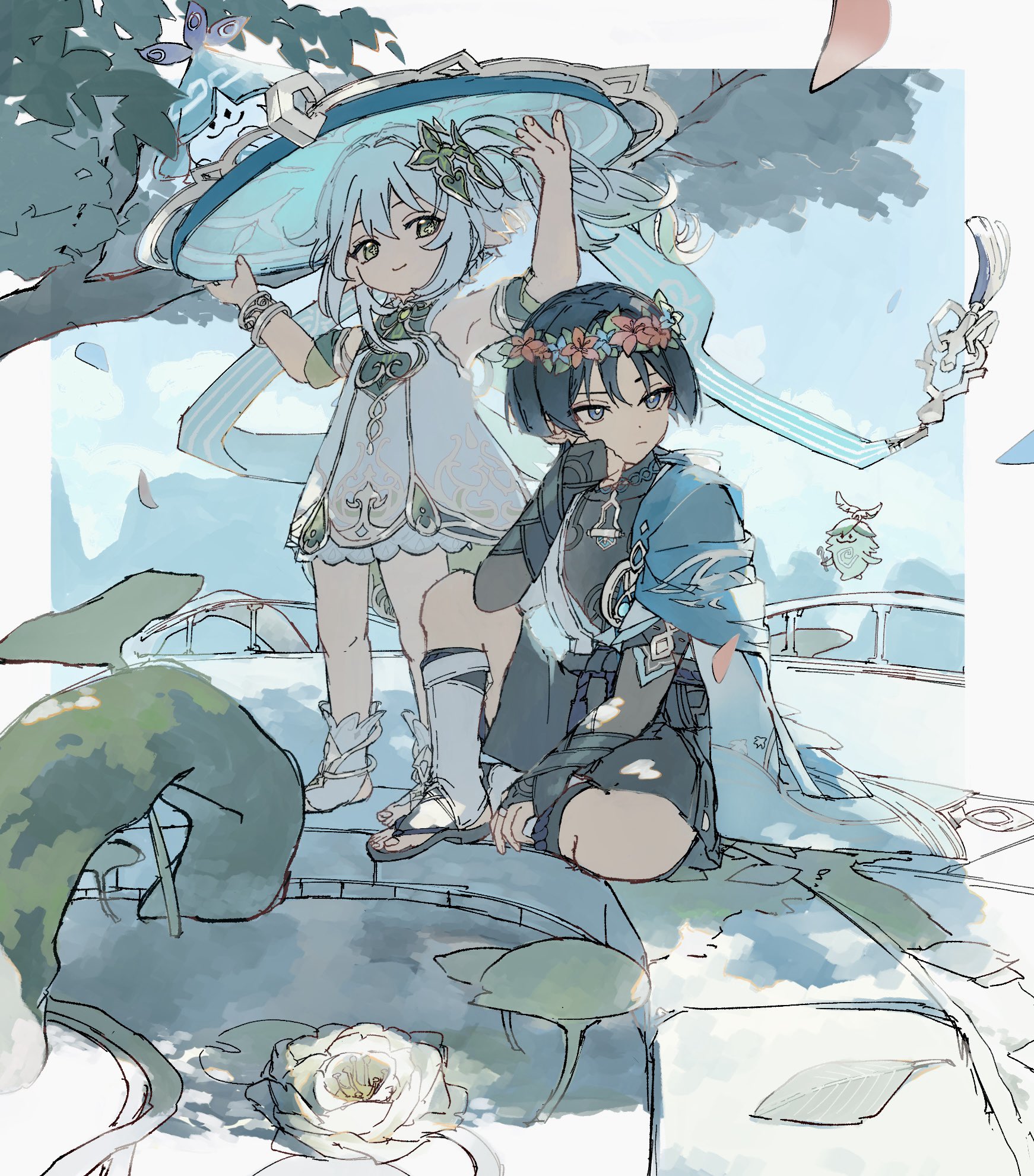 Safebooru - 1boy 1girl alternate headwear animal print anklet arabalika ...