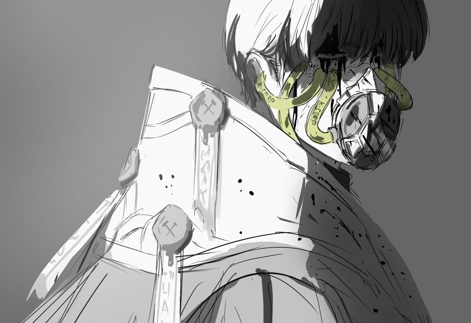 Safebooru - 1boy armor black hair blood blood from forehead commentary ...