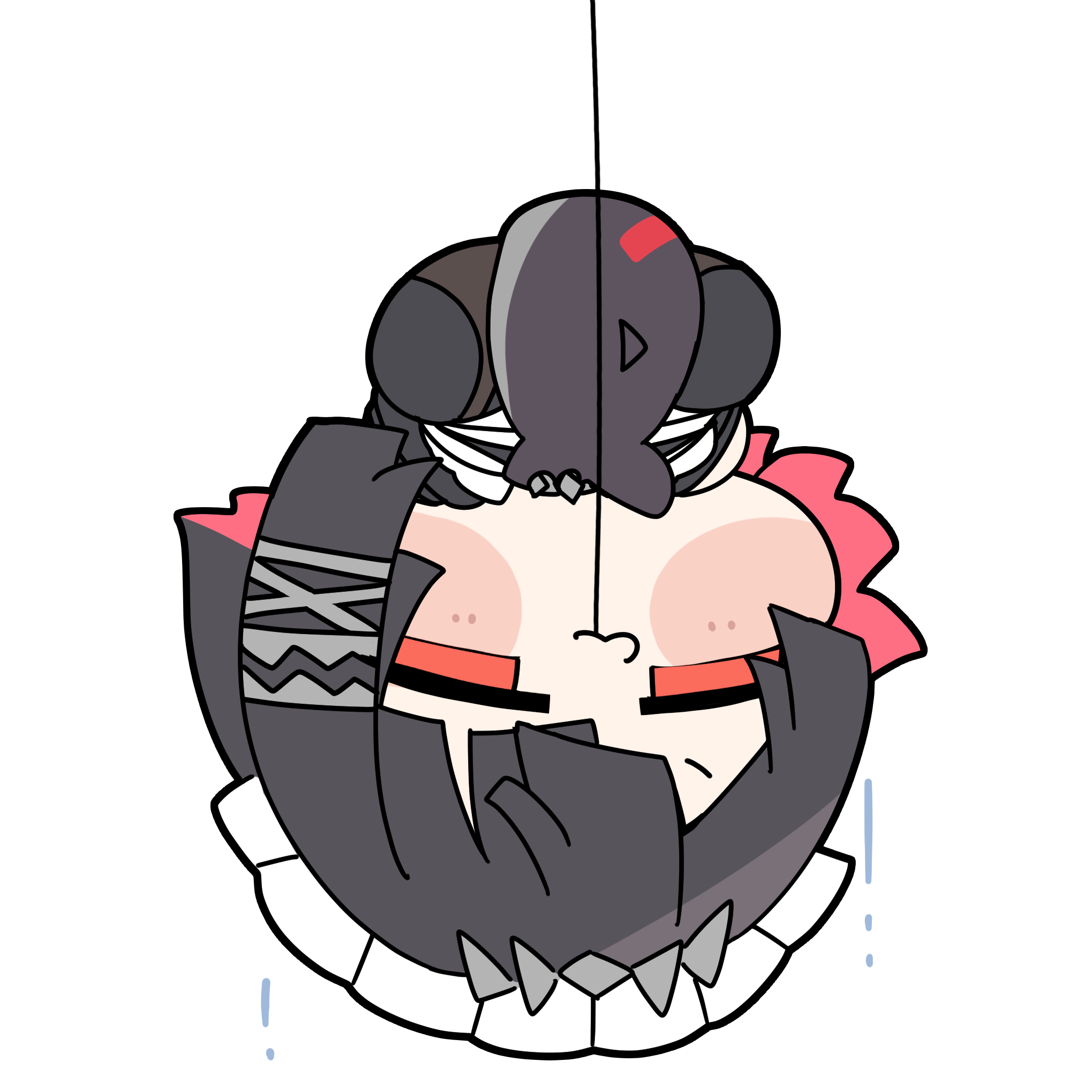 Safebooru - 1girl black hair blush chibi colored inner hair commentary ...