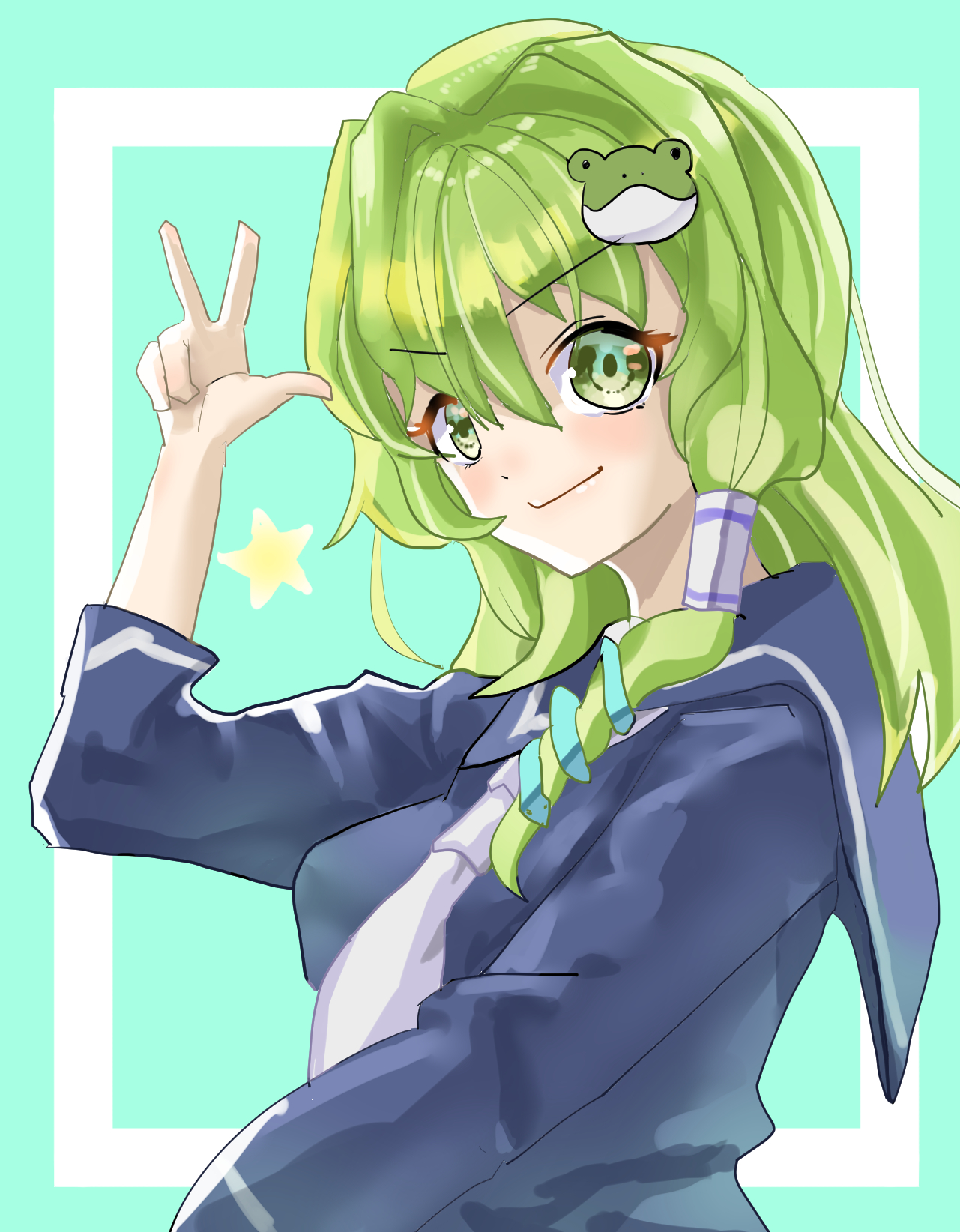 Safebooru - 1girl ascot blue sailor collar blue shirt breasts closed mouth dos5 eyebrows visible ...